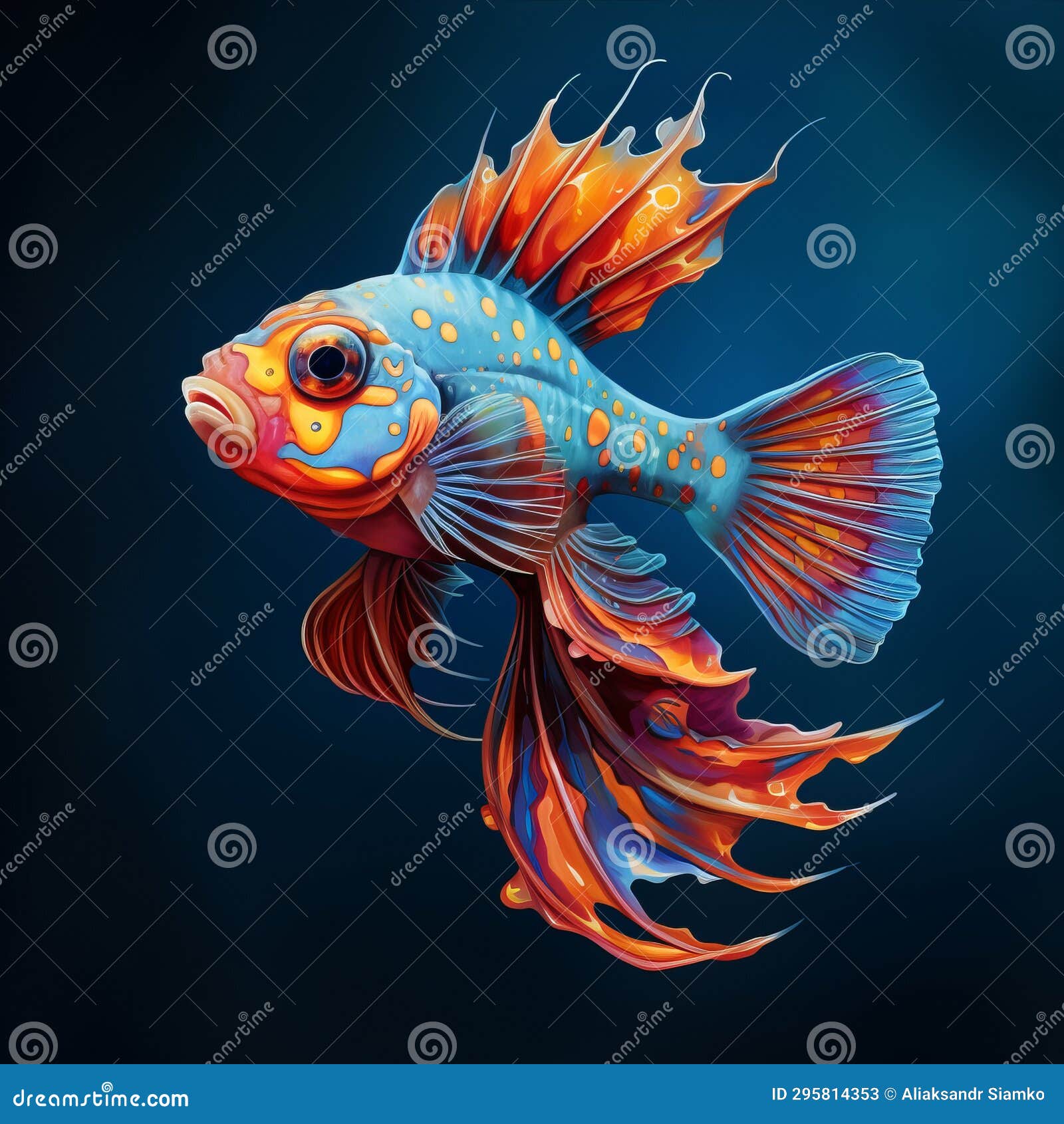A Colorful Fish with Orange and Blue Spots Stock Image - Image of ...