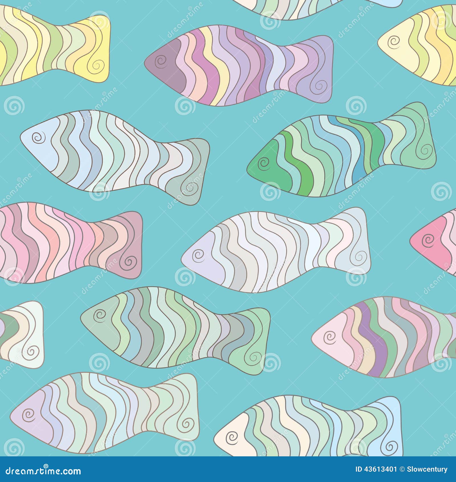Colorful Fish Seamless Pattern Stock Vector - Illustration of fauna ...