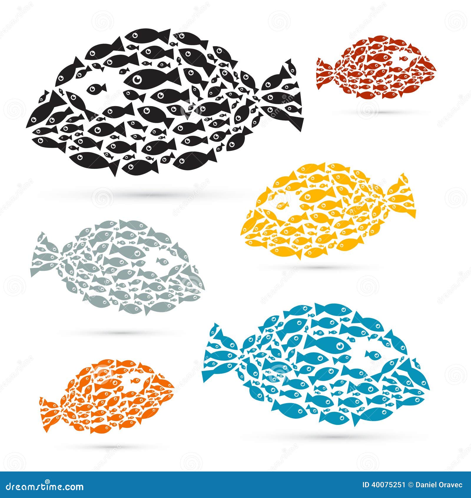 Colorful Fish Shaped Abstract Fish Set Stock Vector - Illustration of ...
