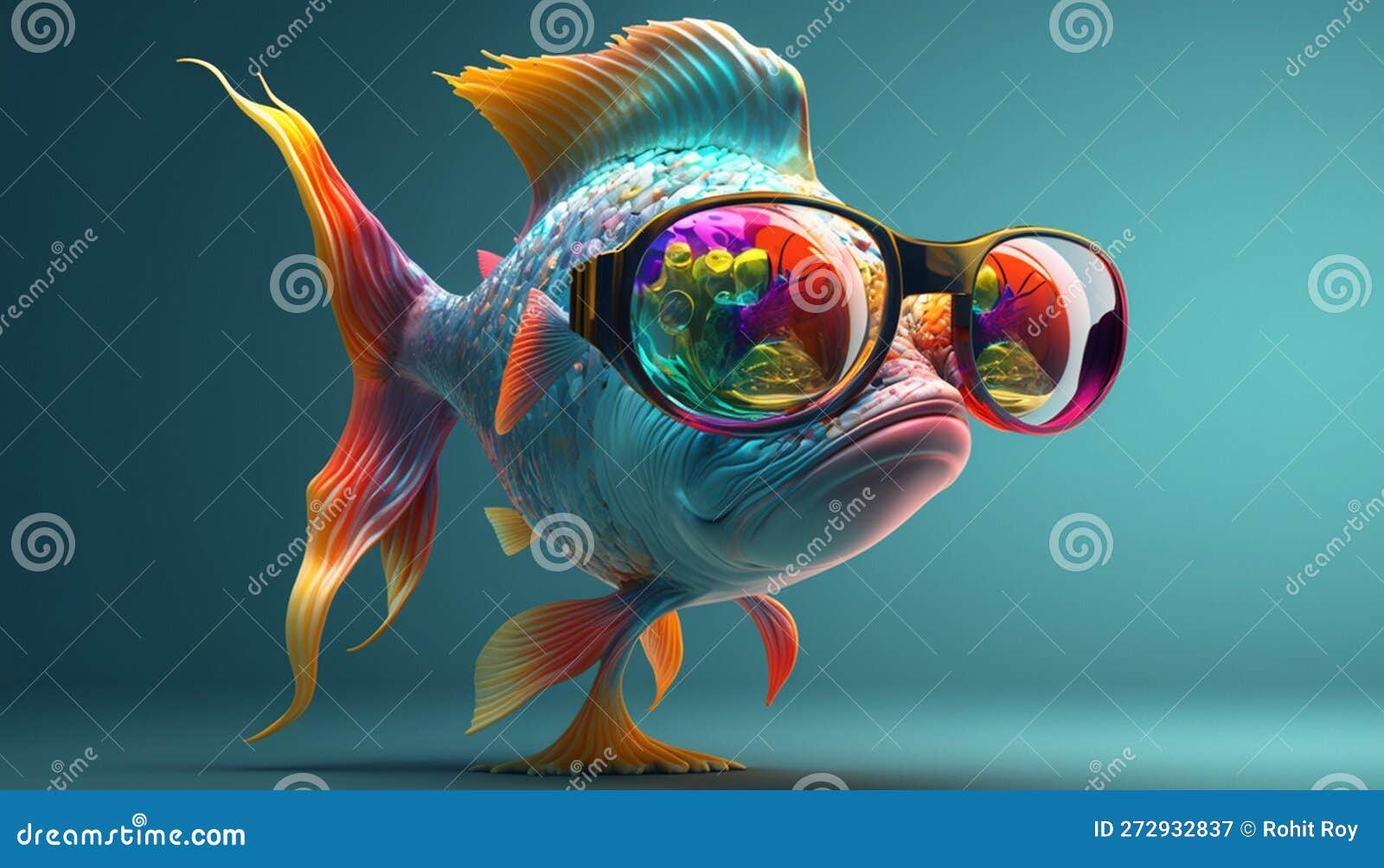 A Colorful Fish with a Very Large Glasses on Its Head Ai Generative ...