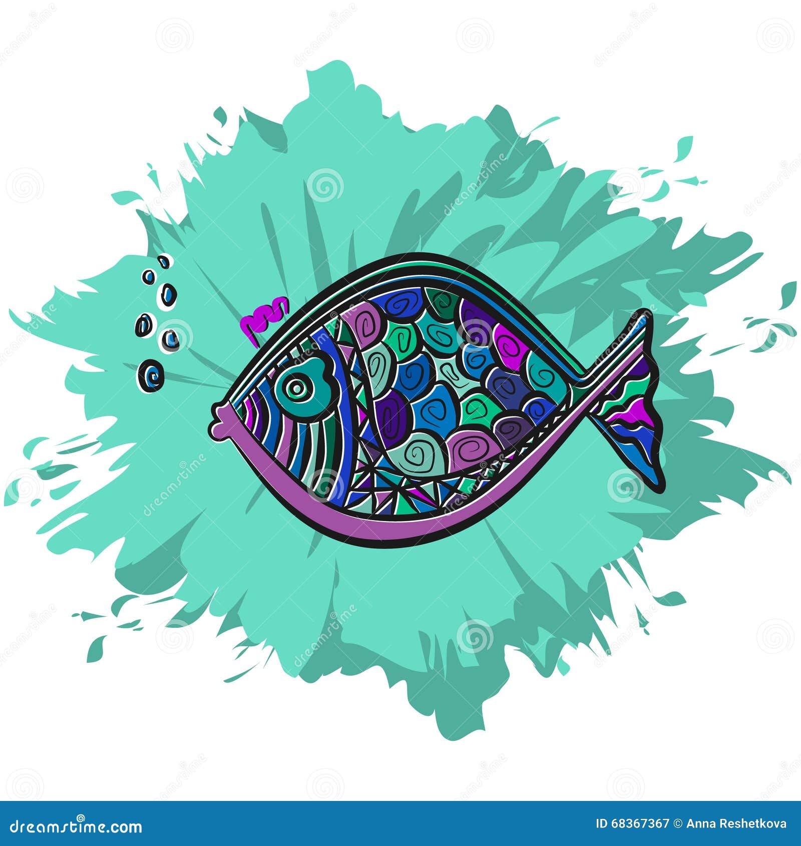 Colorful Fish Water Splashes Stock Vector - Illustration of stained ...