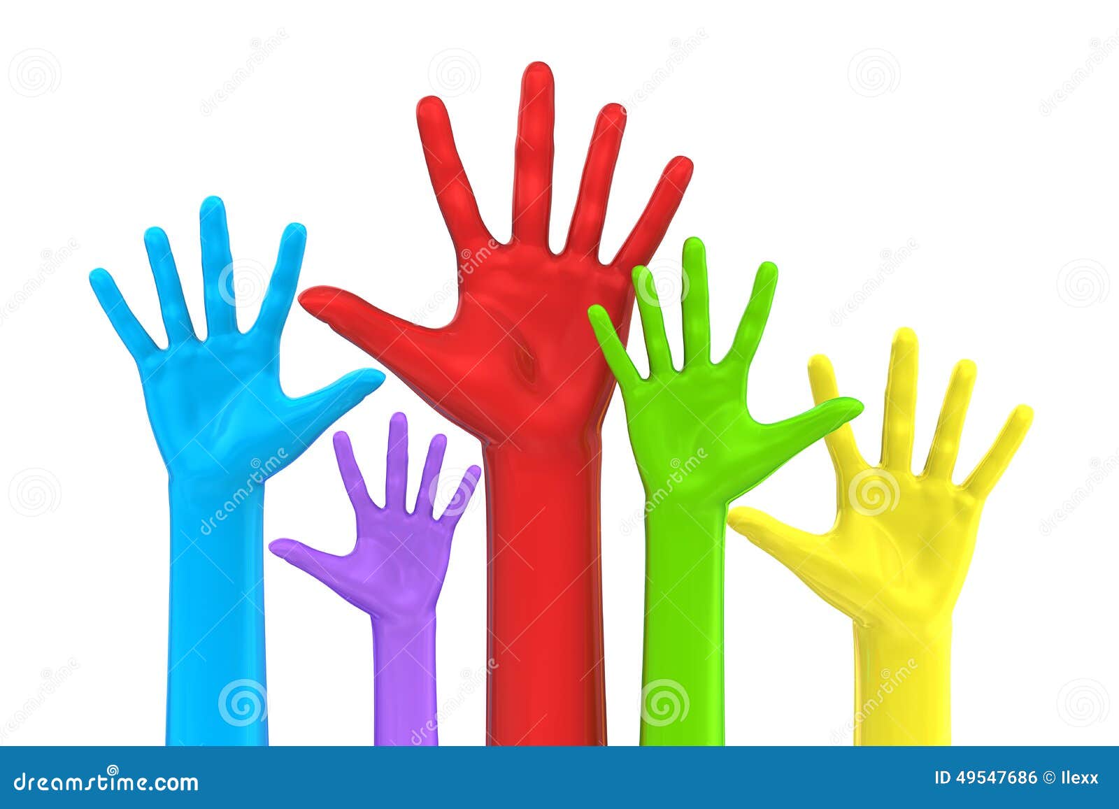 Colorful five hands stock illustration. Illustration of teamwork - 49547686