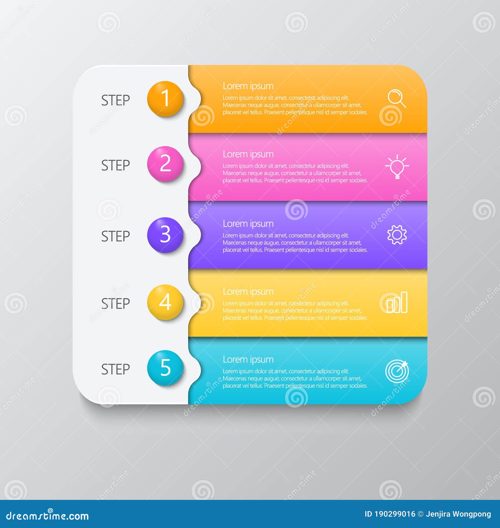 Colorful Five Step Infographic Template Stock Vector - Illustration of ...