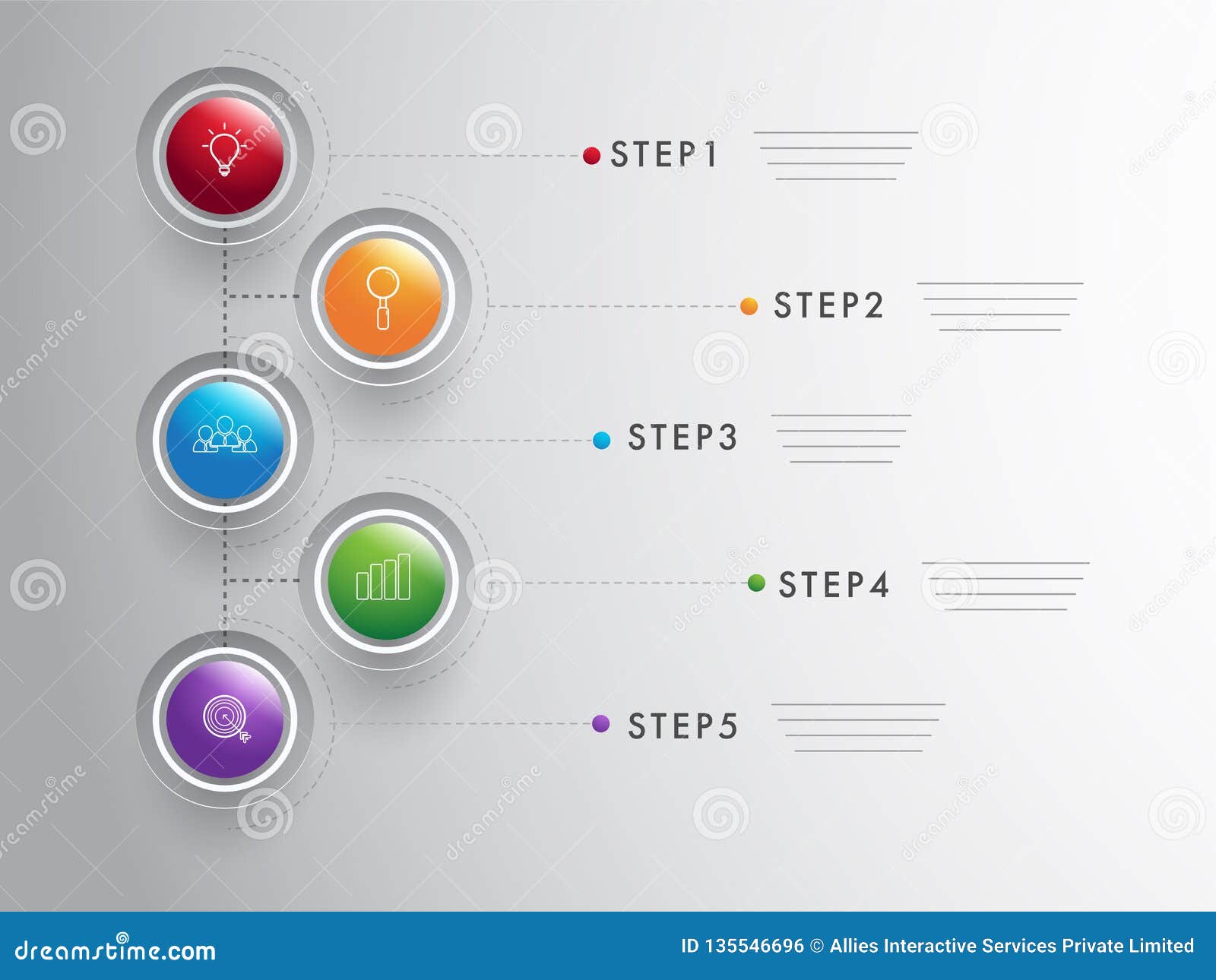 Colorful Five Sided Circle Puzzle Presentation Infographic Template ...