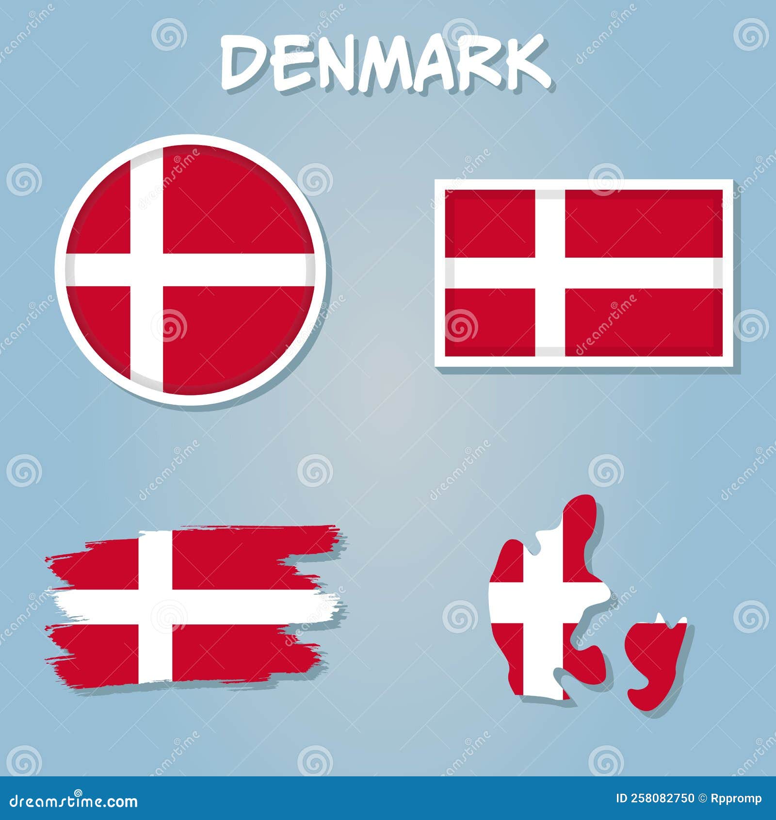 Colorful Flag, Map Pointer and Map of Denmark in the Colors of the ...
