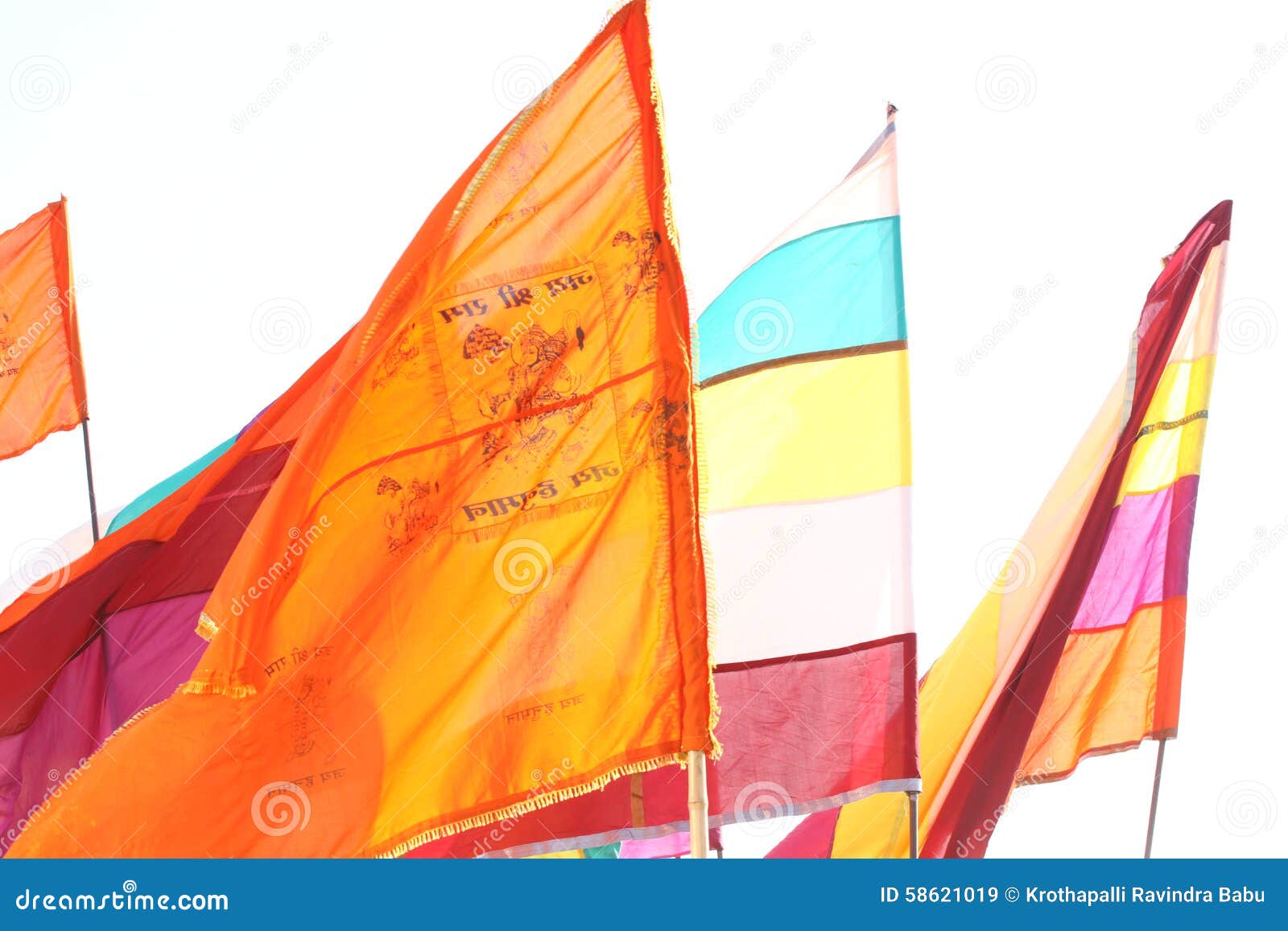 Colorful Flag in the Temple Stock Image - Image of indoor, decor: 58621019