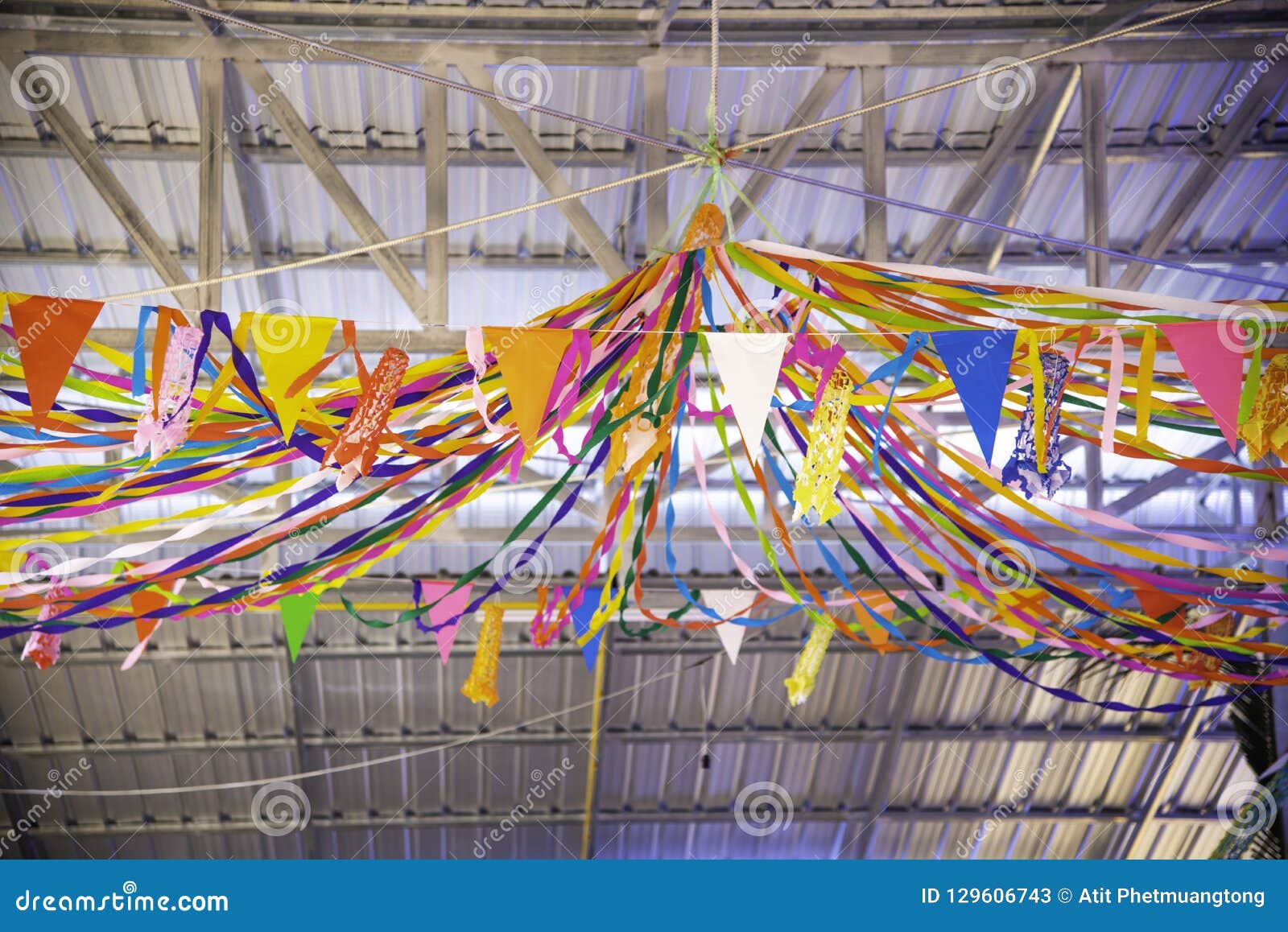 Colorful Flags Hanging in a Beautiful Line in the Carnival. Stock Image ...
