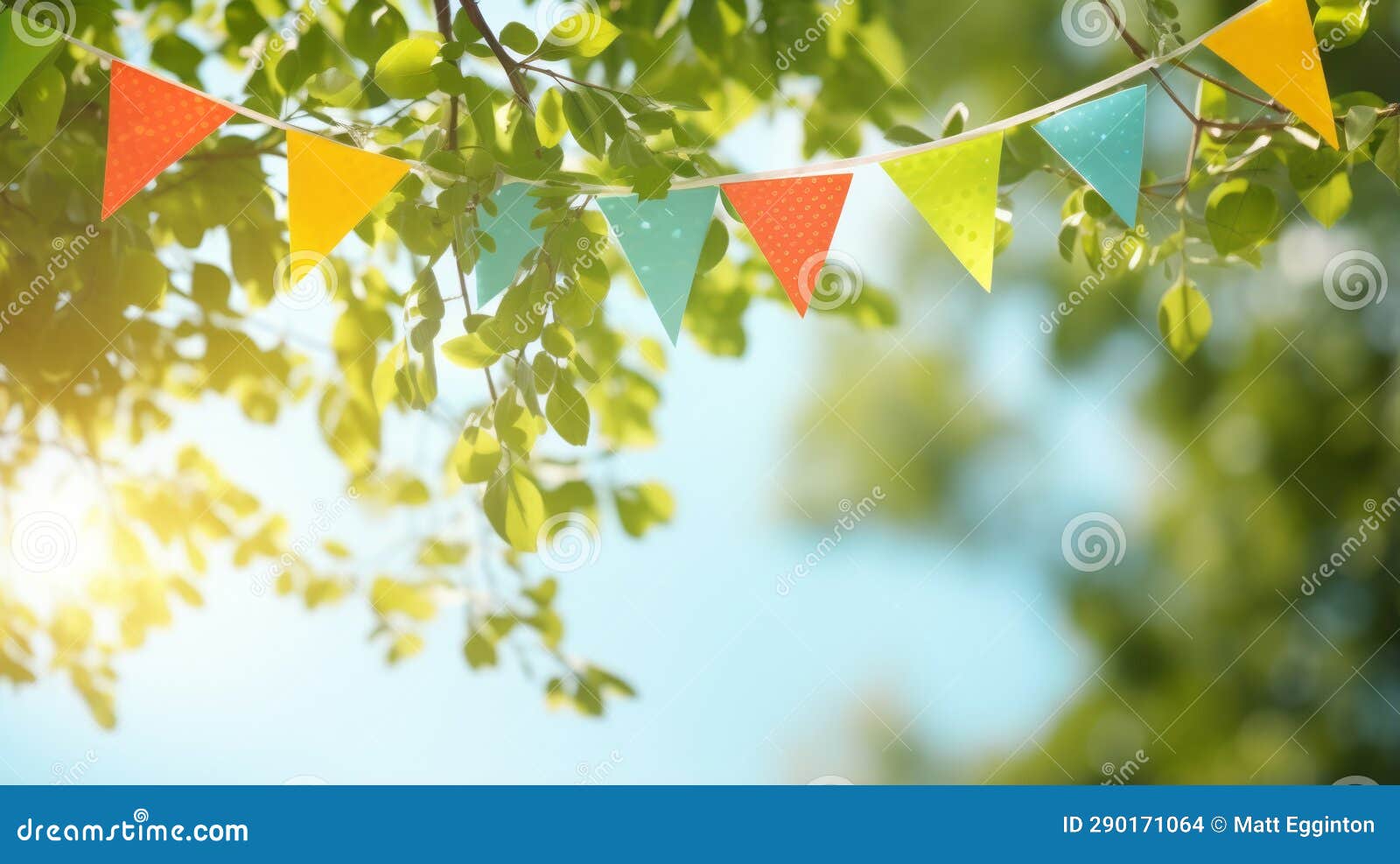 Colorful Flags Hanging from a Tree Stock Photo - Image of colorful ...