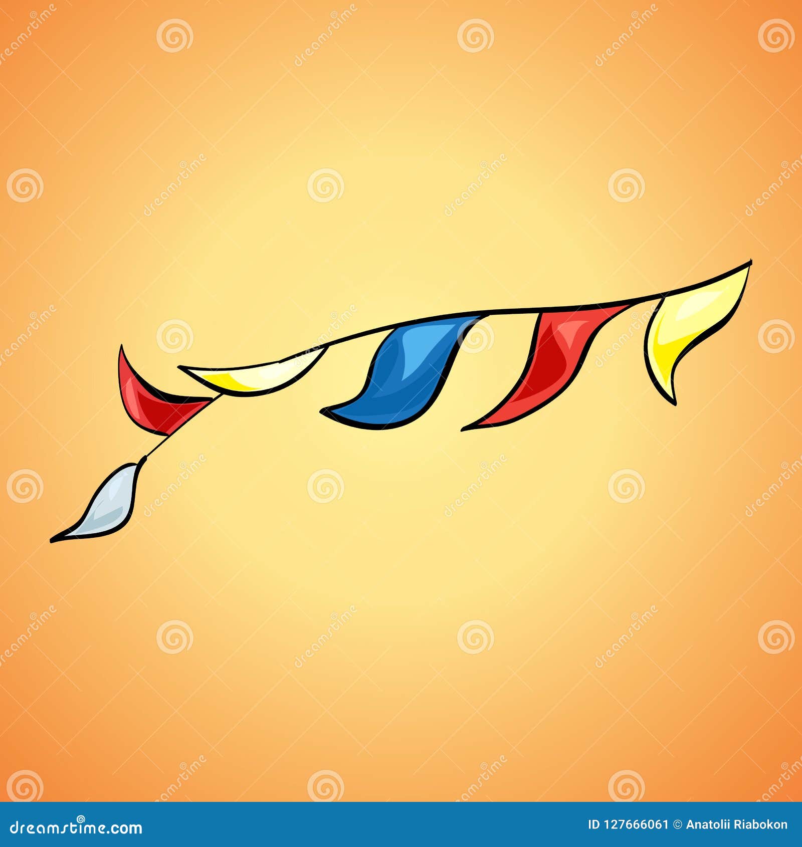 Colorful Flags Line Icon, Cartoon Style Stock Vector - Illustration of ...