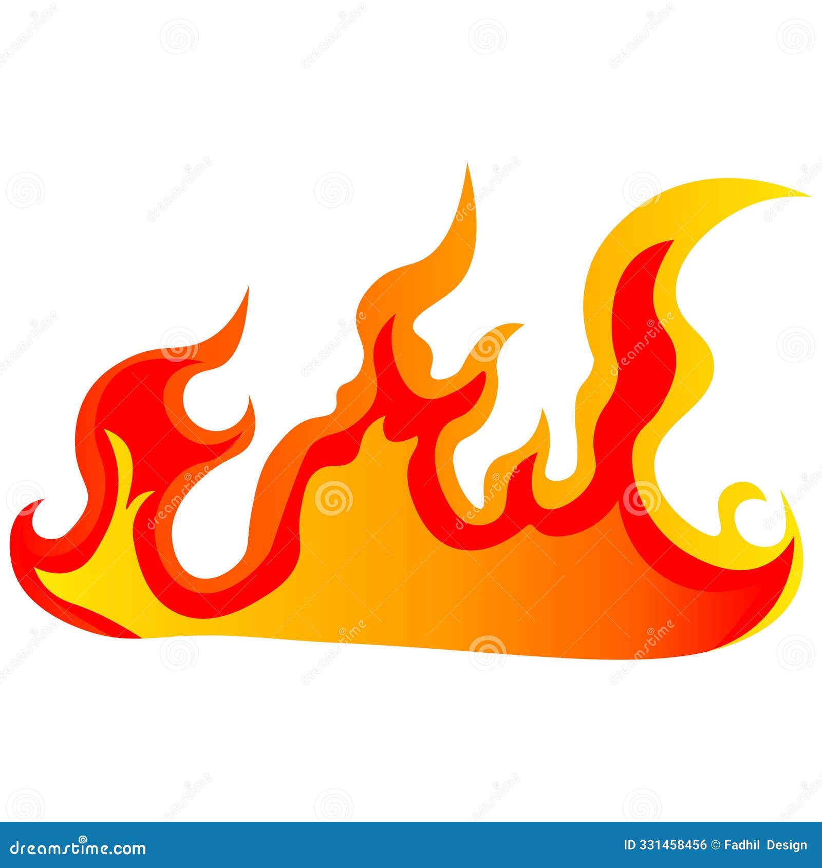 Cartoon Flame Illustration on White Background. Vector Illustration ...