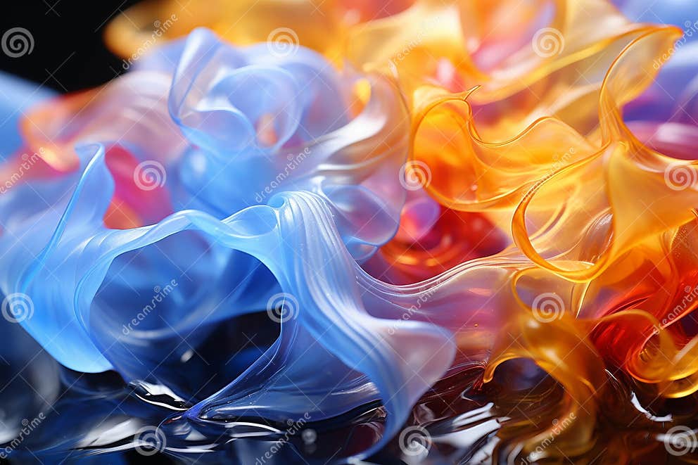 Colorful Flames are Floating in Water on a Black Surface Stock ...