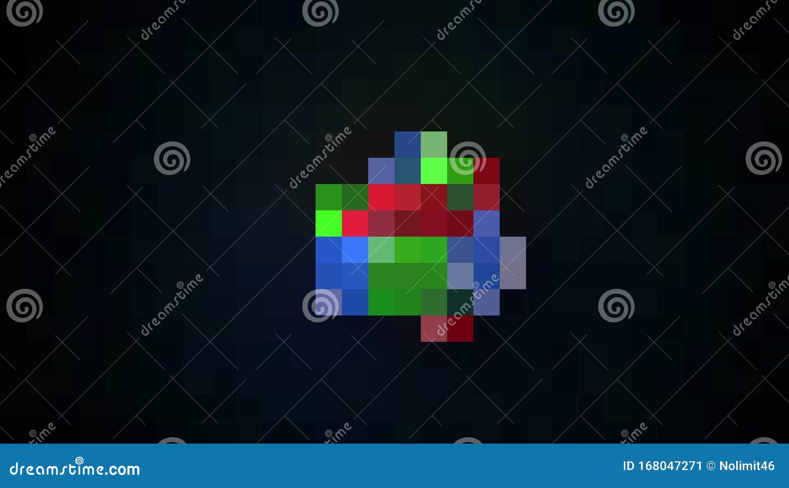 Colorful Flashing Blocks. Computer Generated 8bit Effect. 3d Rendering ...