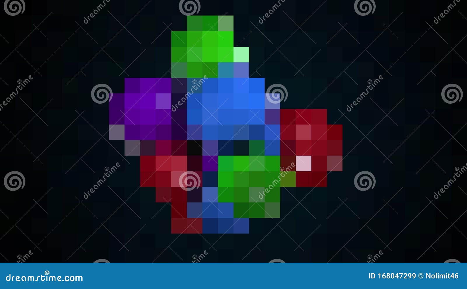 Colorful Flashing Blocks. Computer Generated 8bit Effect. 3d Rendering ...