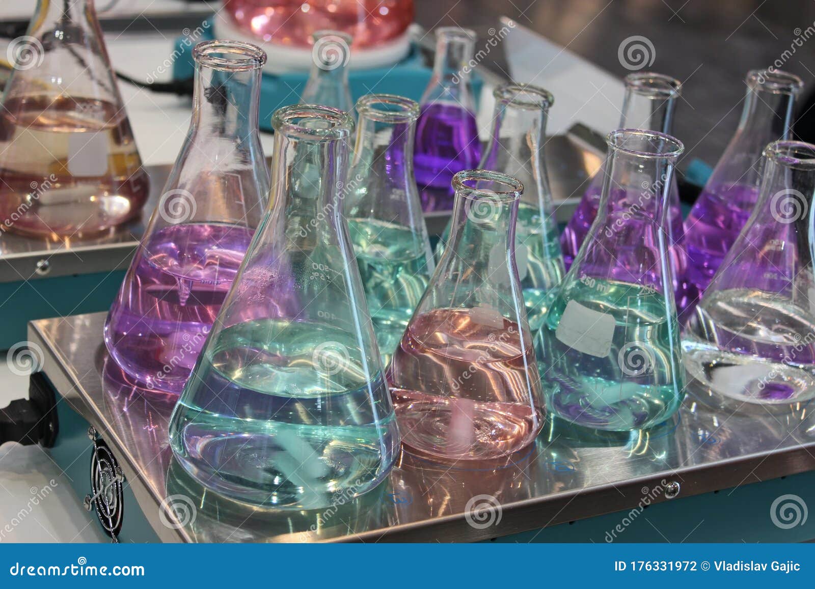 Colorful Flasks in Laboratory Stock Photo - Image of industry ...