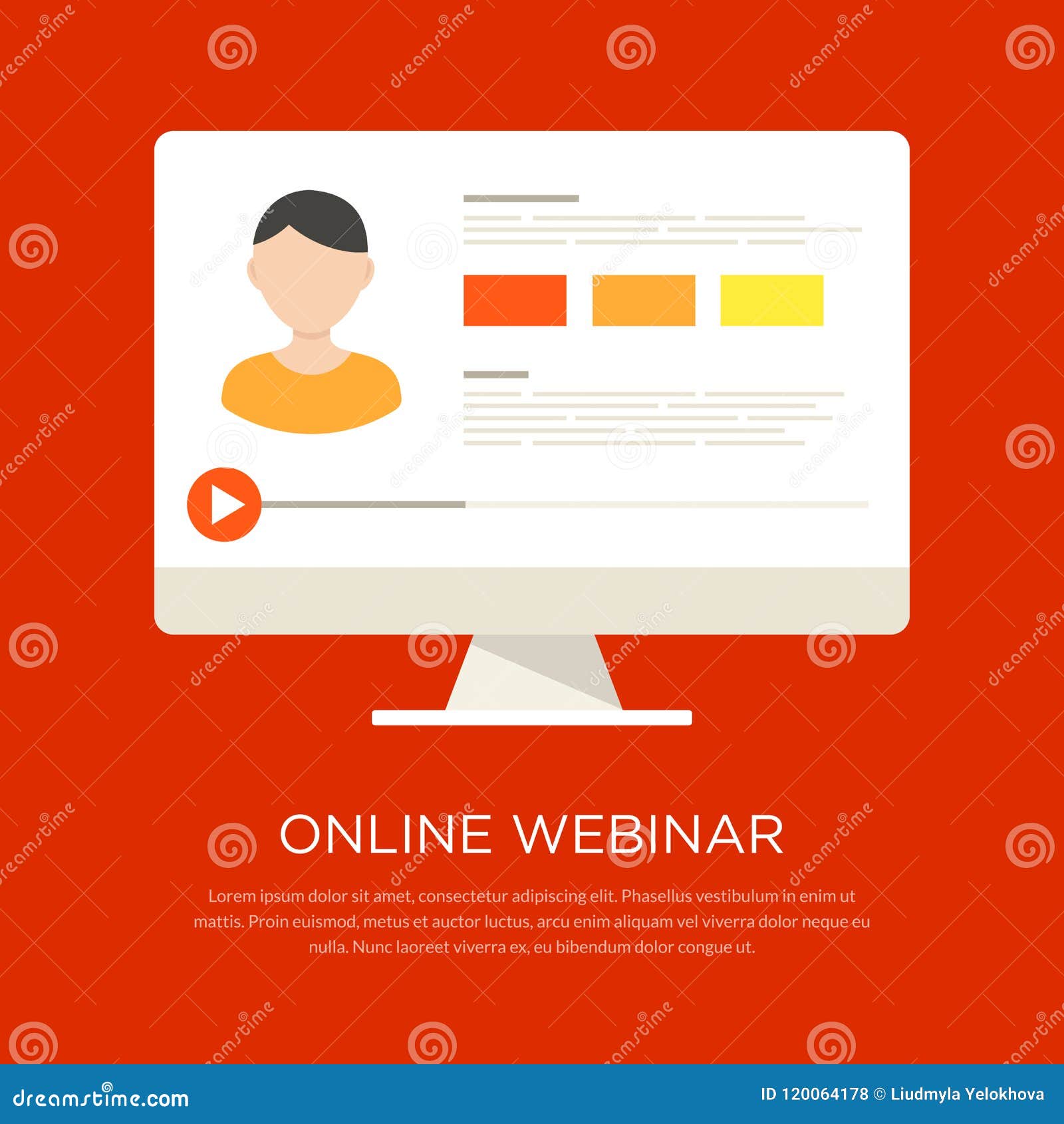 Colorful Flat Vector Illustration of Webinar Stock Illustration ...