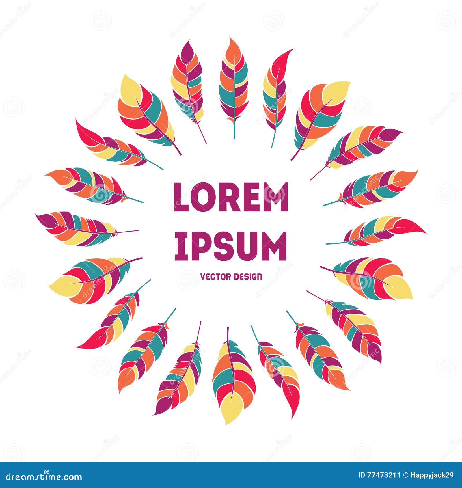Colorful Flat Feathers Frame Stock Vector - Illustration of indian ...