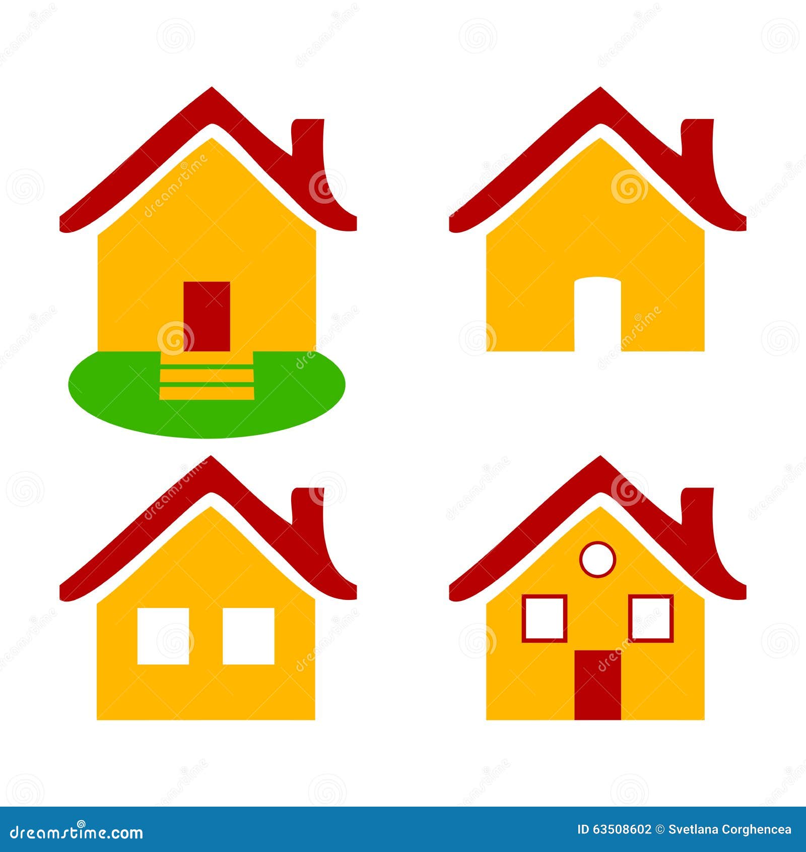 Colorful Flat Icons Homes Isolated Stock Vector - Illustration of ...