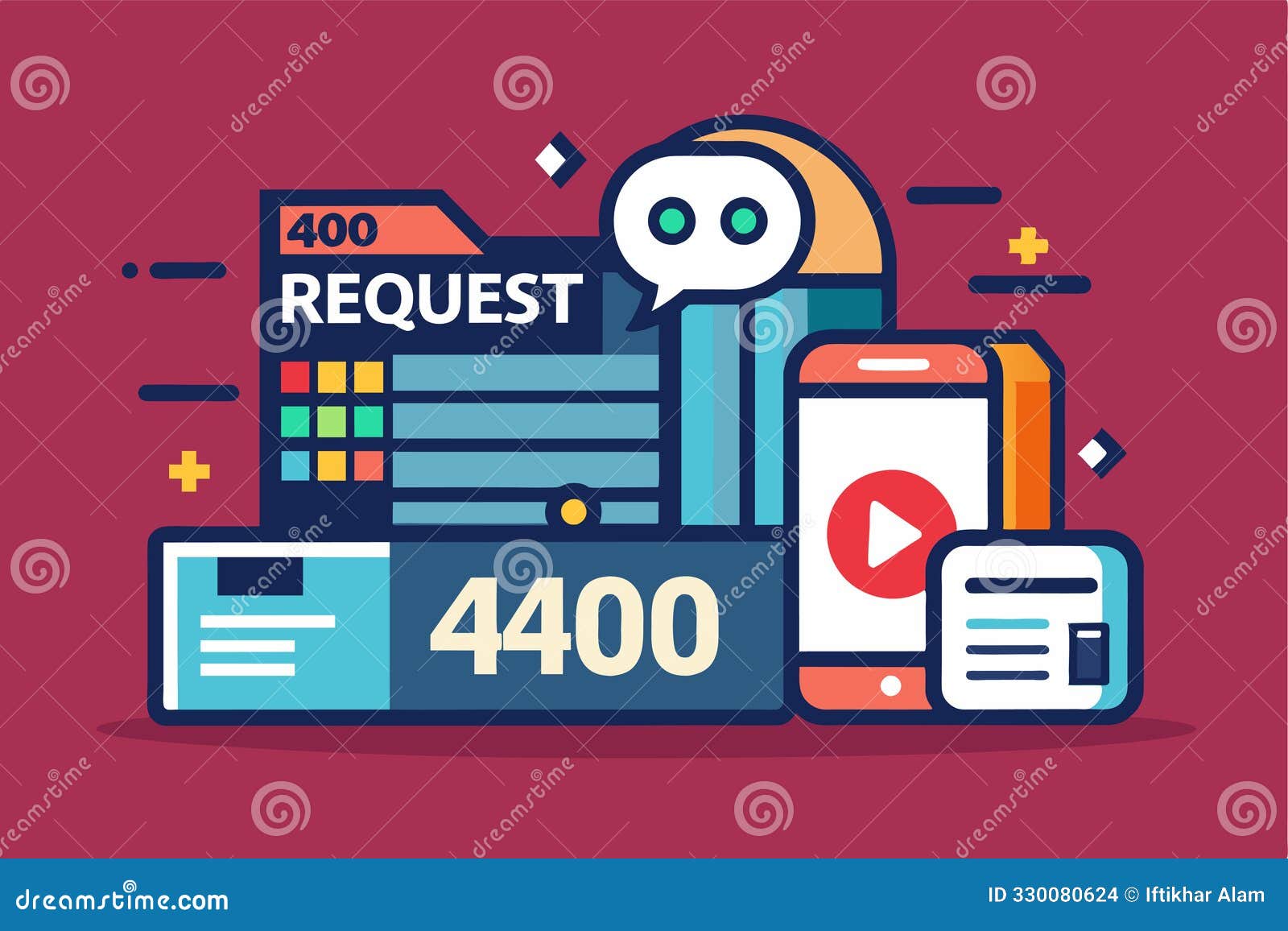 A Colorful Flat Illustration Depicting a Bad Request Error, Featuring ...