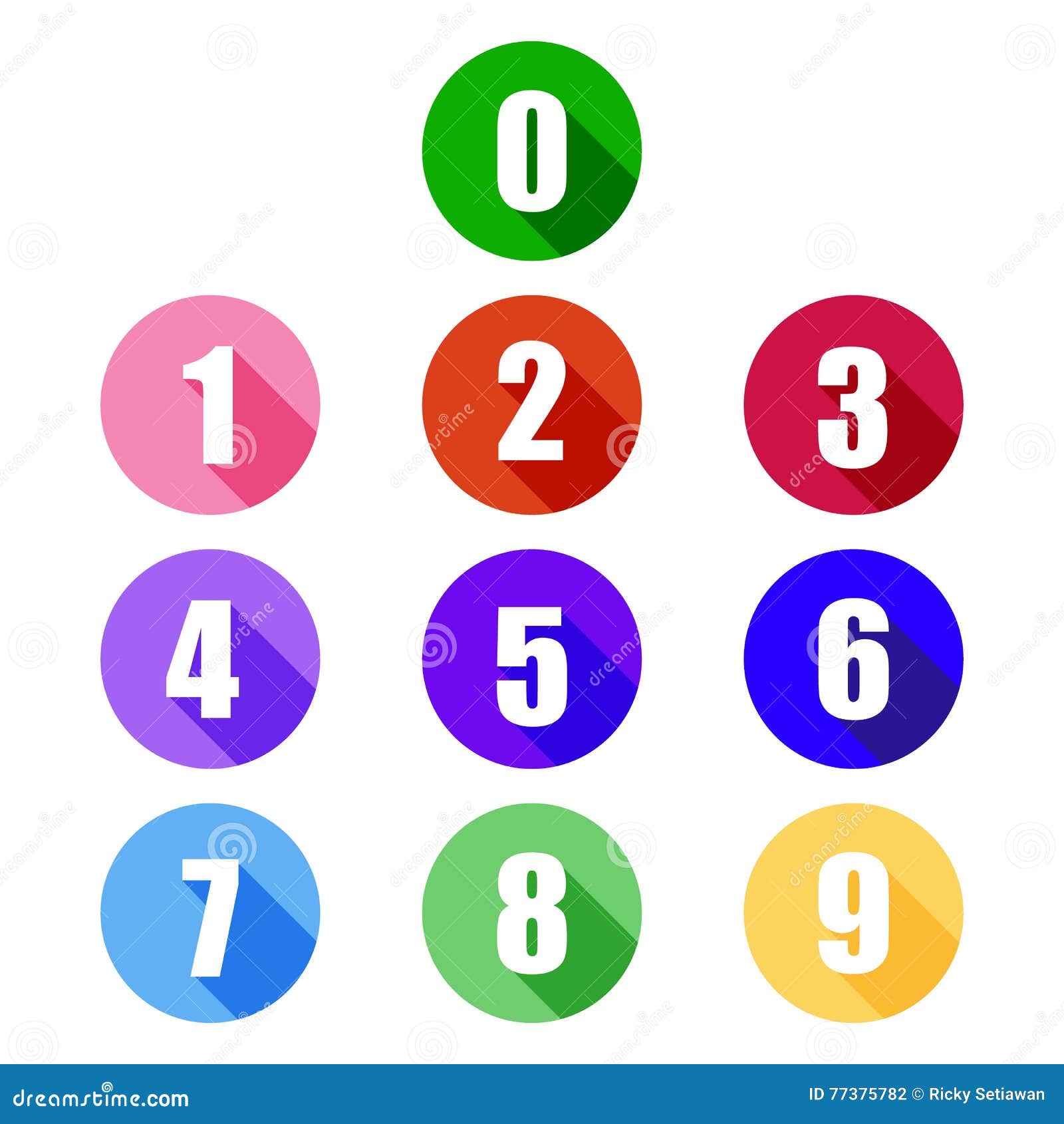 Colorful Flat Numbers Icon stock illustration. Illustration of element ...
