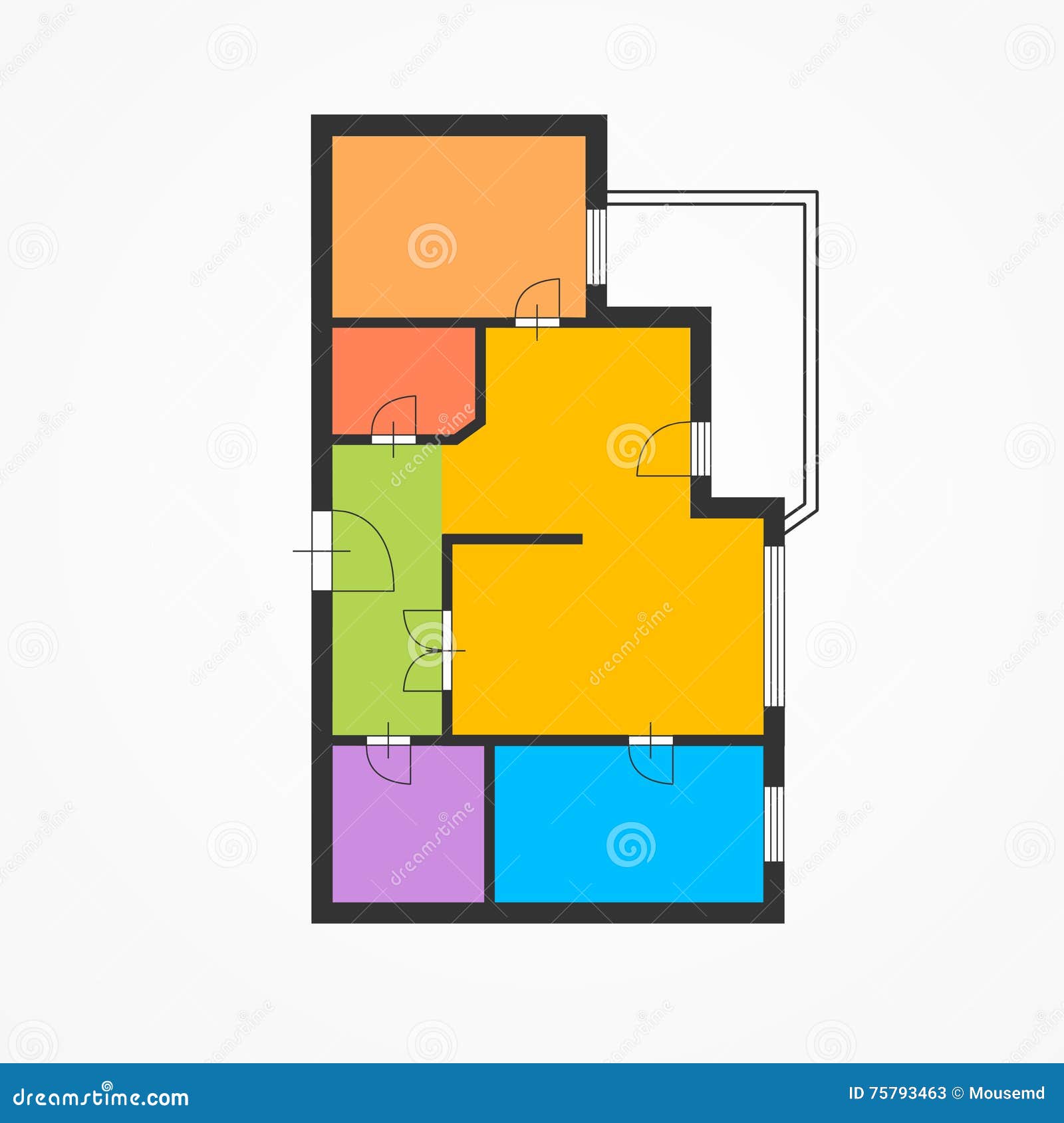 Colorful Flat Plan. Vector stock vector. Illustration of graphic - 75793463