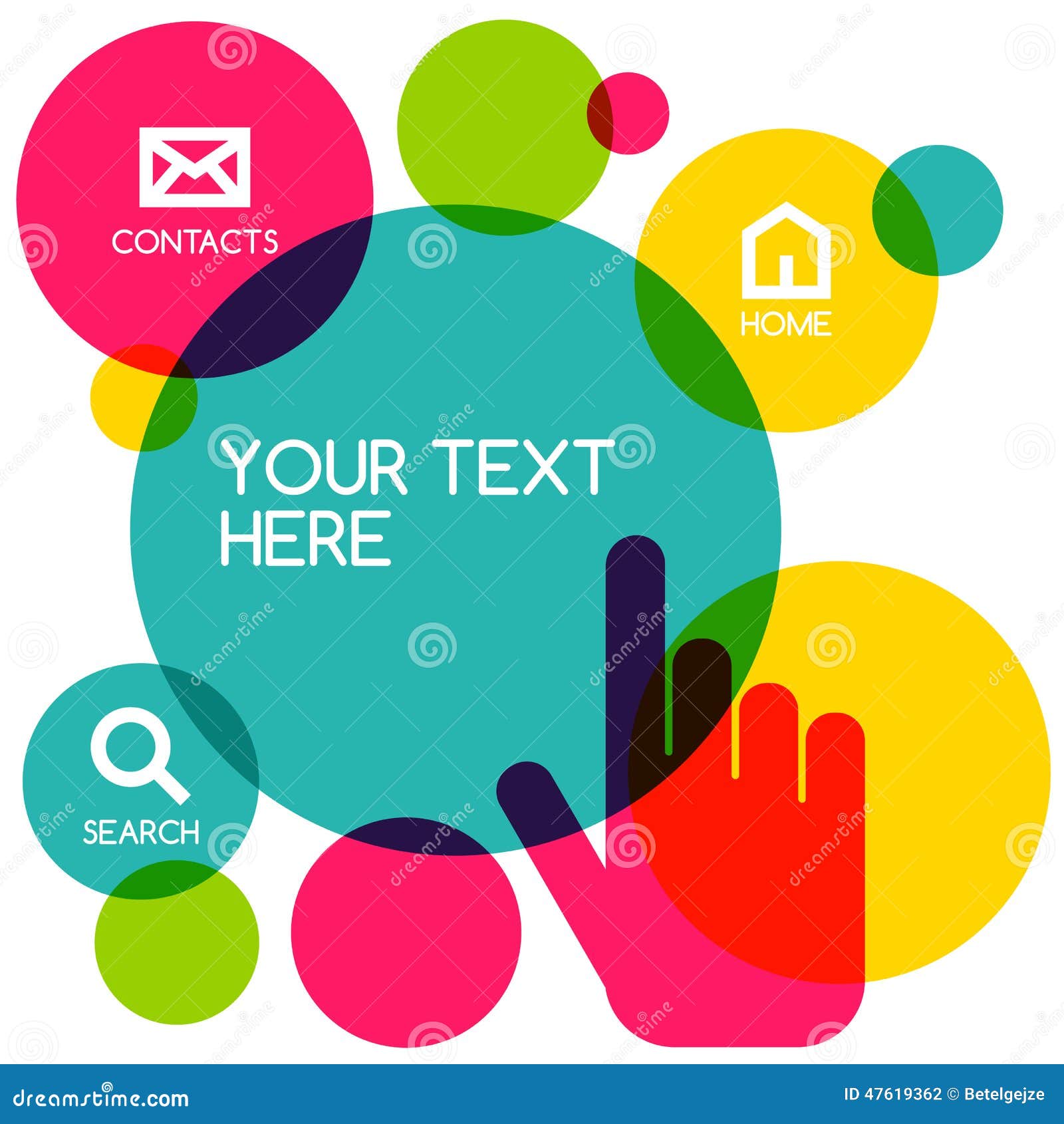 Colorful Touch Screen Smartphone Icon. Hand Pointer Symbol. Vector Flat ...