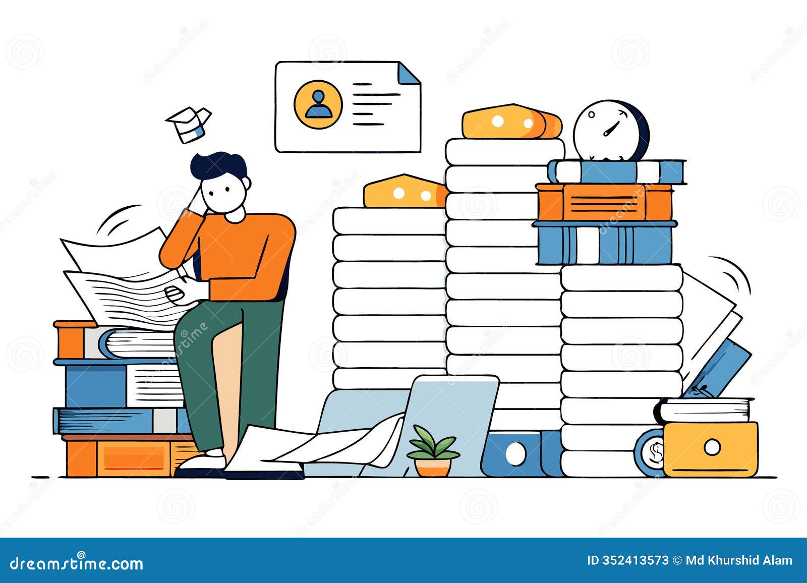 Colorful Flat Vector Graphic Showcasing Academic Pressure with a ...