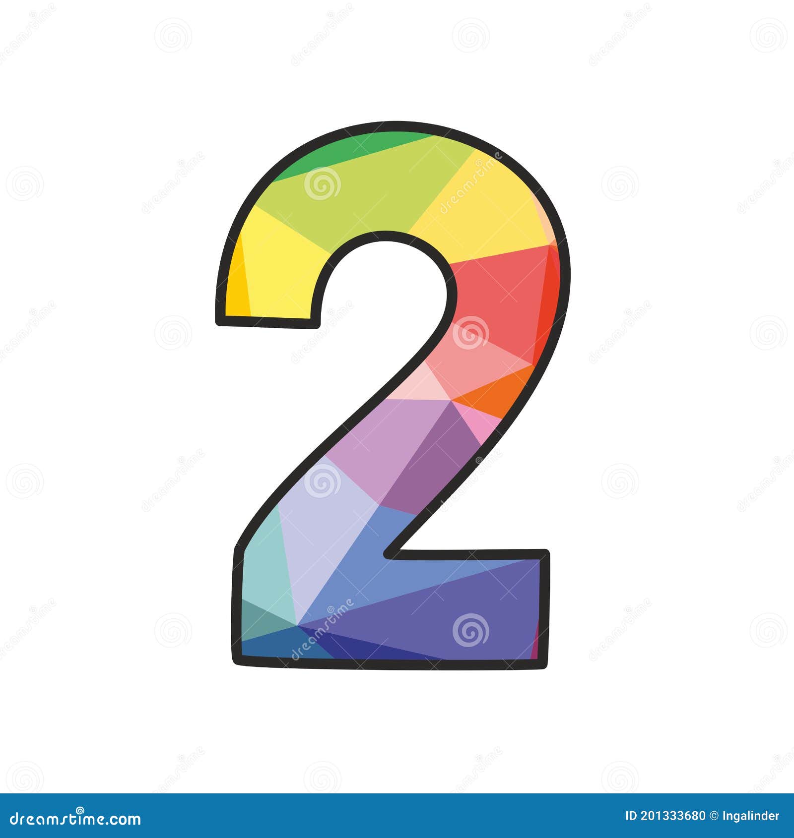 Colorful Vector Number 2 Isolated on White Background Stock Vector ...