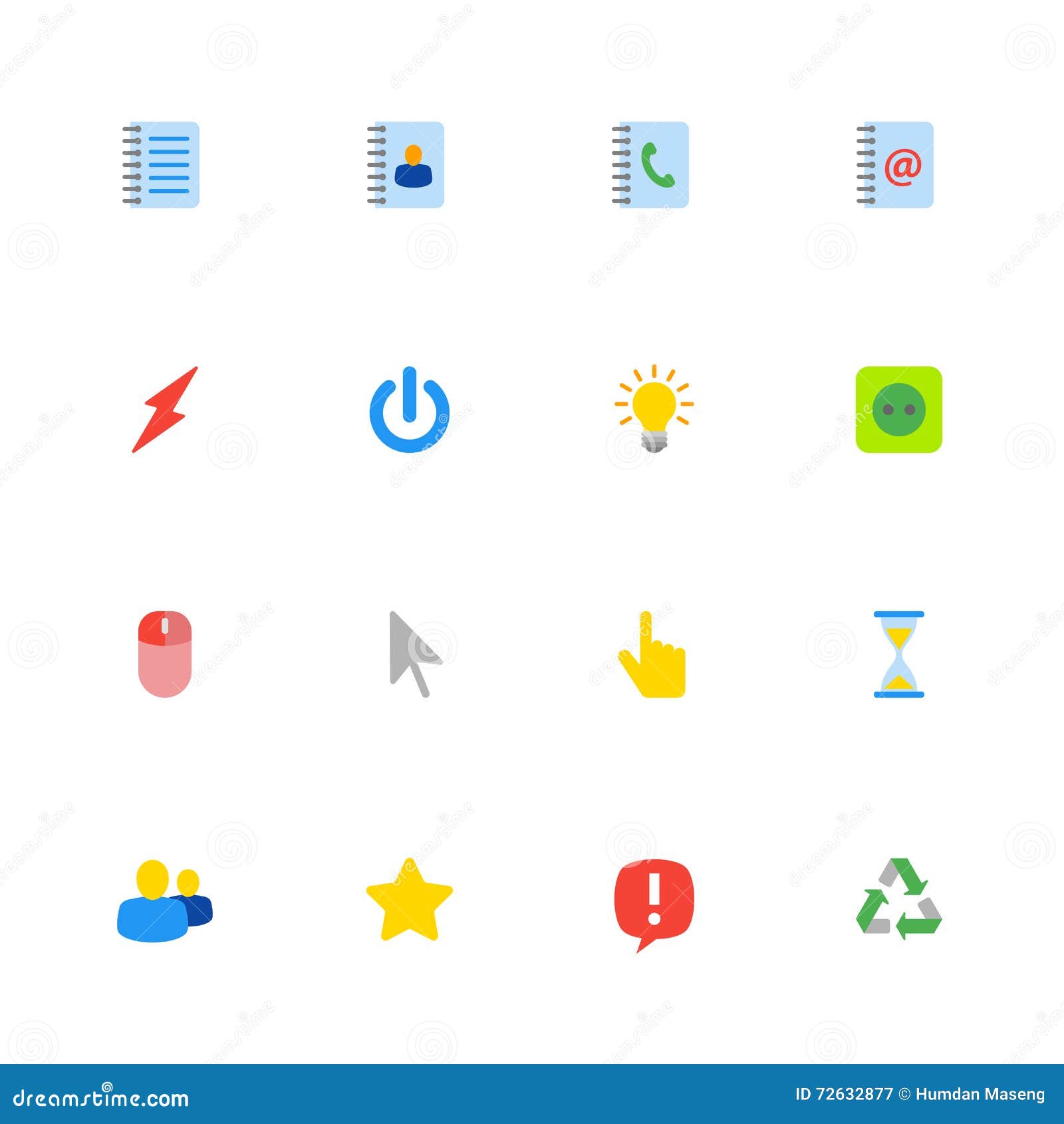 Colorful flat web icon set stock vector. Illustration of sign - 72632877