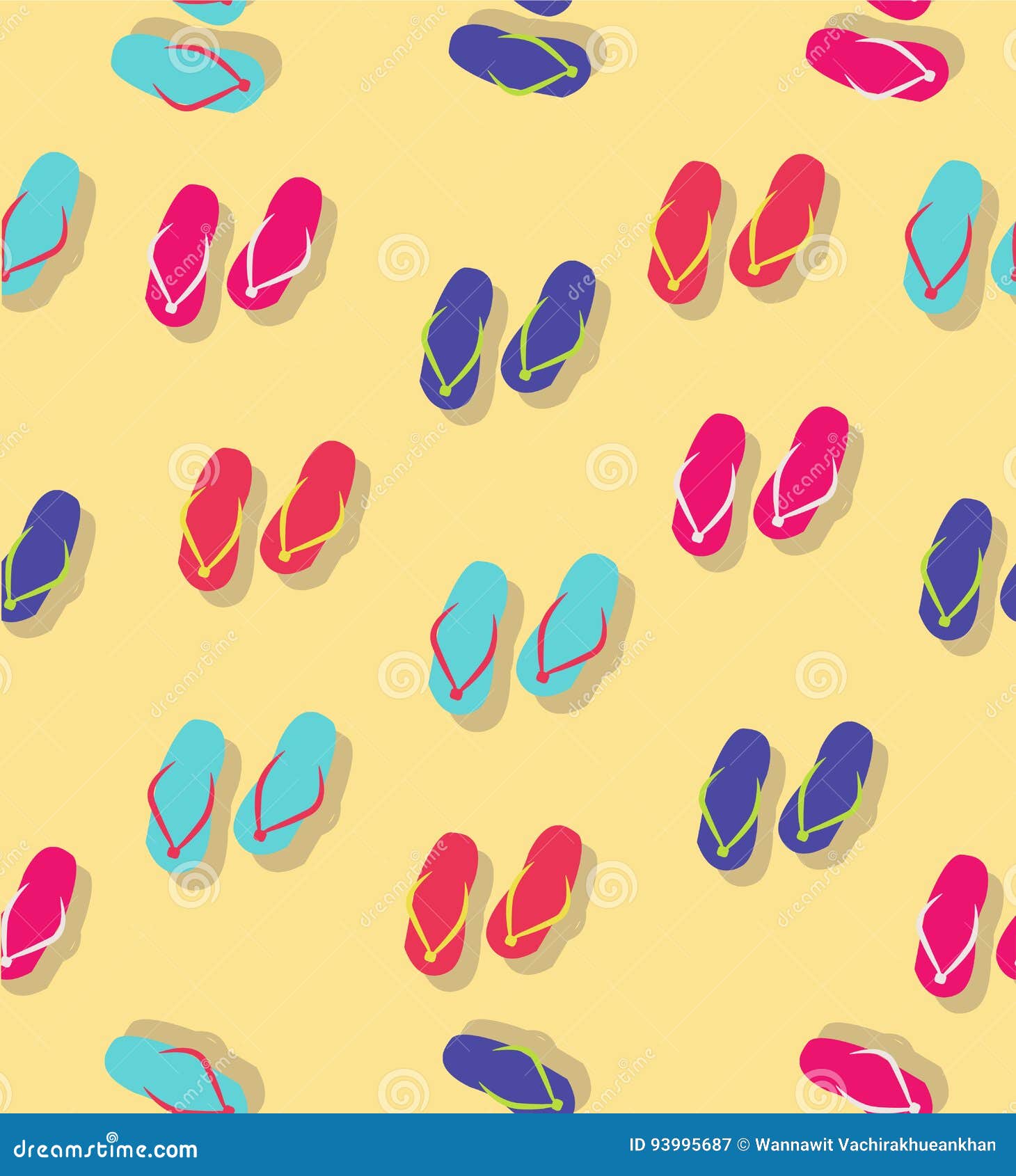 Colorful Flip Flops Pattern Stock Vector - Illustration of cute, modern ...