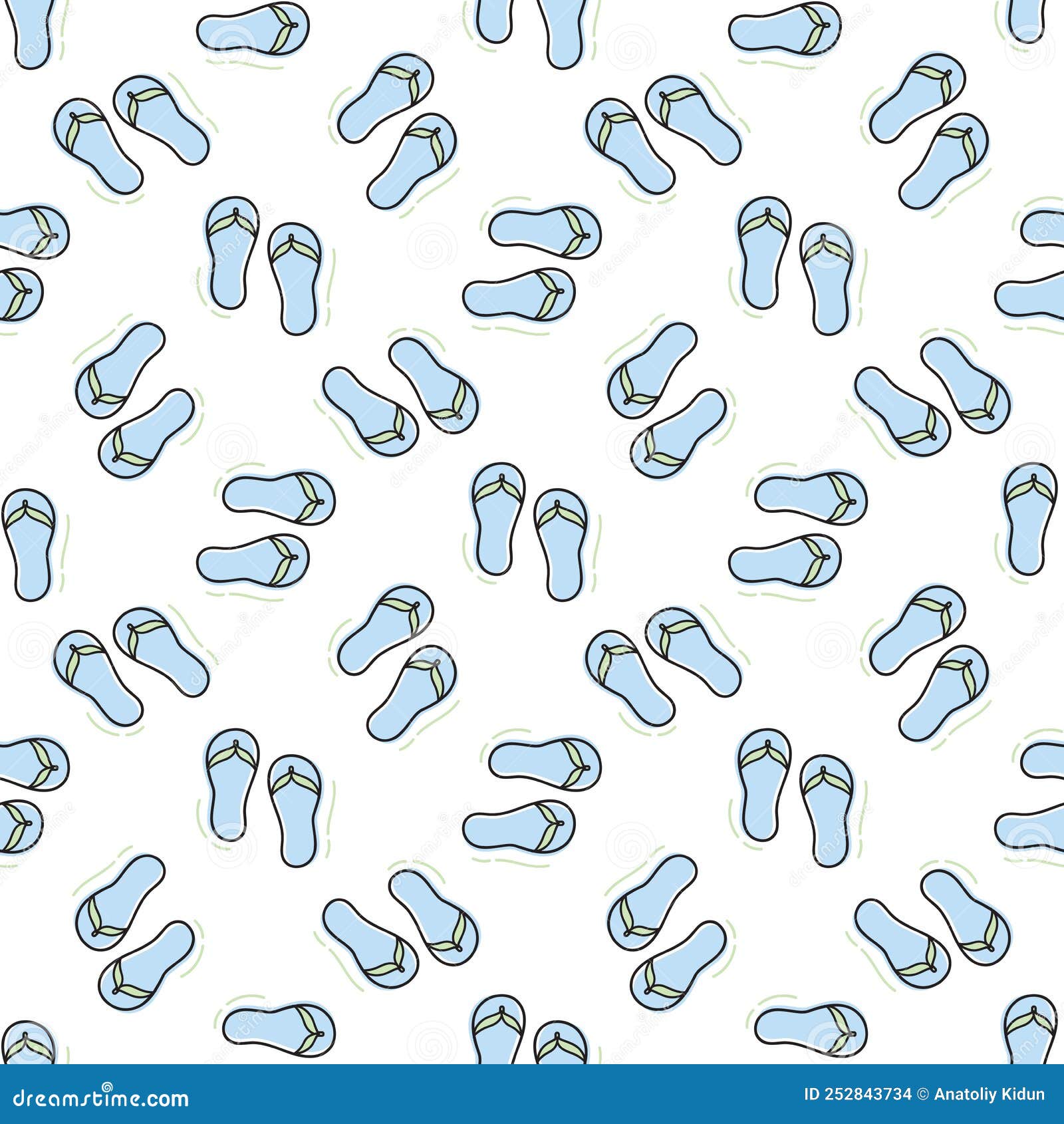 Colorful Flip-flops Pattern. Seamless Texture with Cute Flip-flops in ...