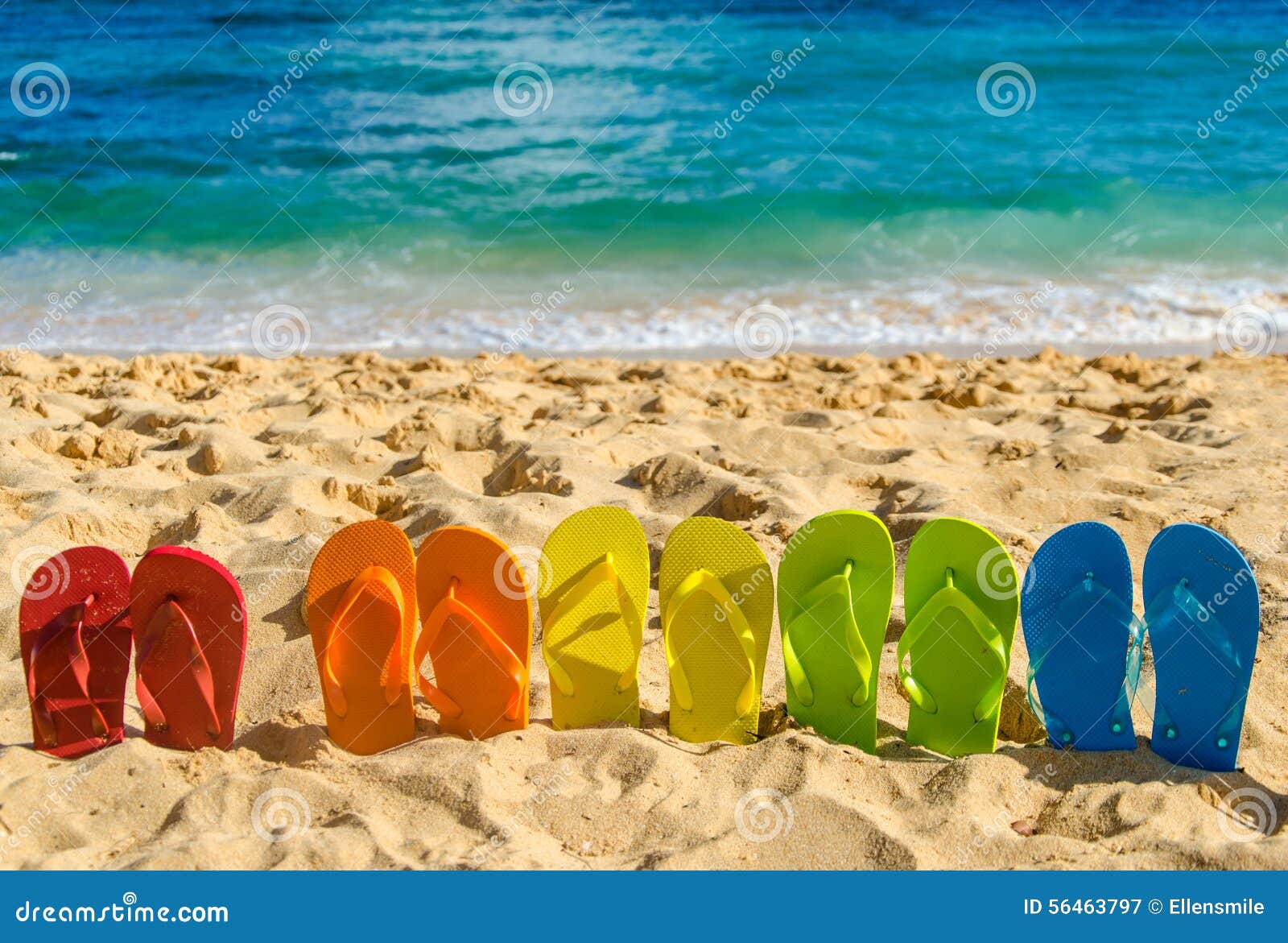 Colorful Flip Flops on the Sandy Beach Stock Image - Image of outdoors ...