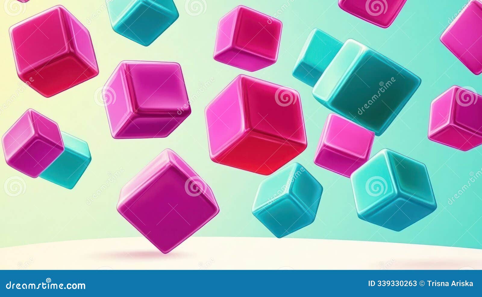 Colorful Floating Blocks in a Soft Gradient Background Stock ...