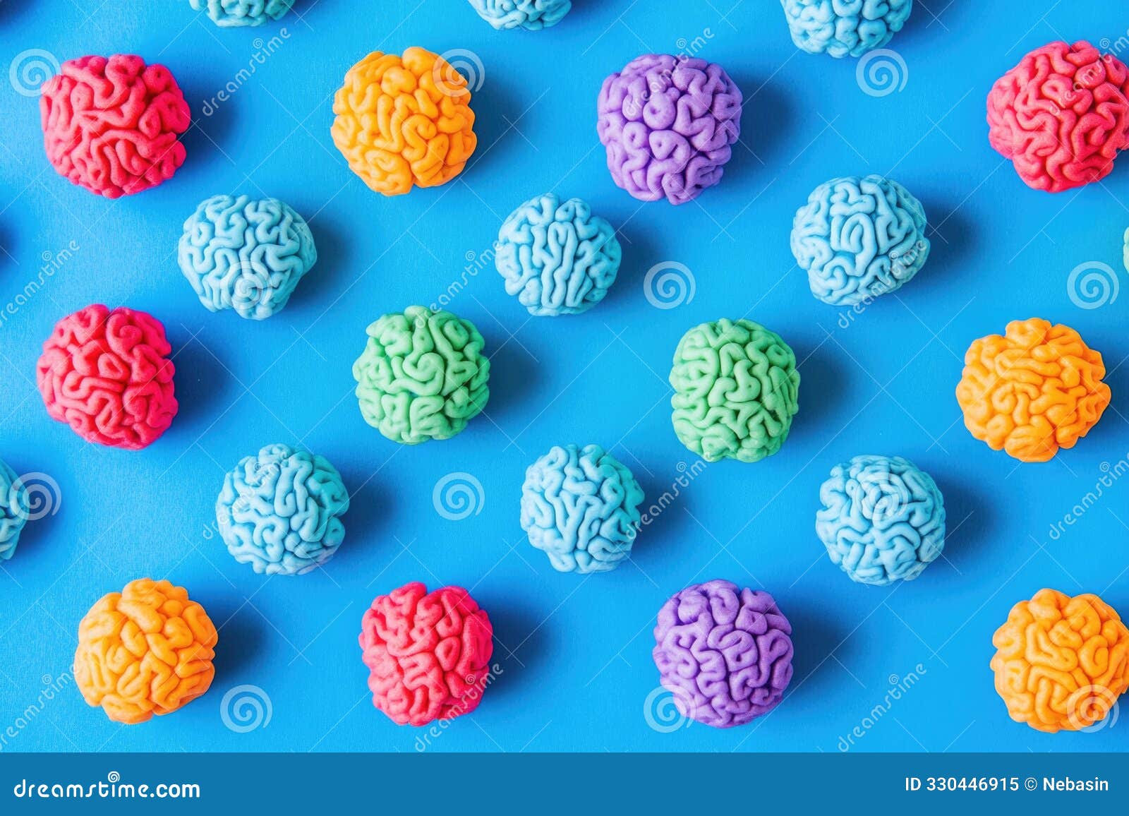 Colorful Floating Brain Models Against Blue Background for Education ...