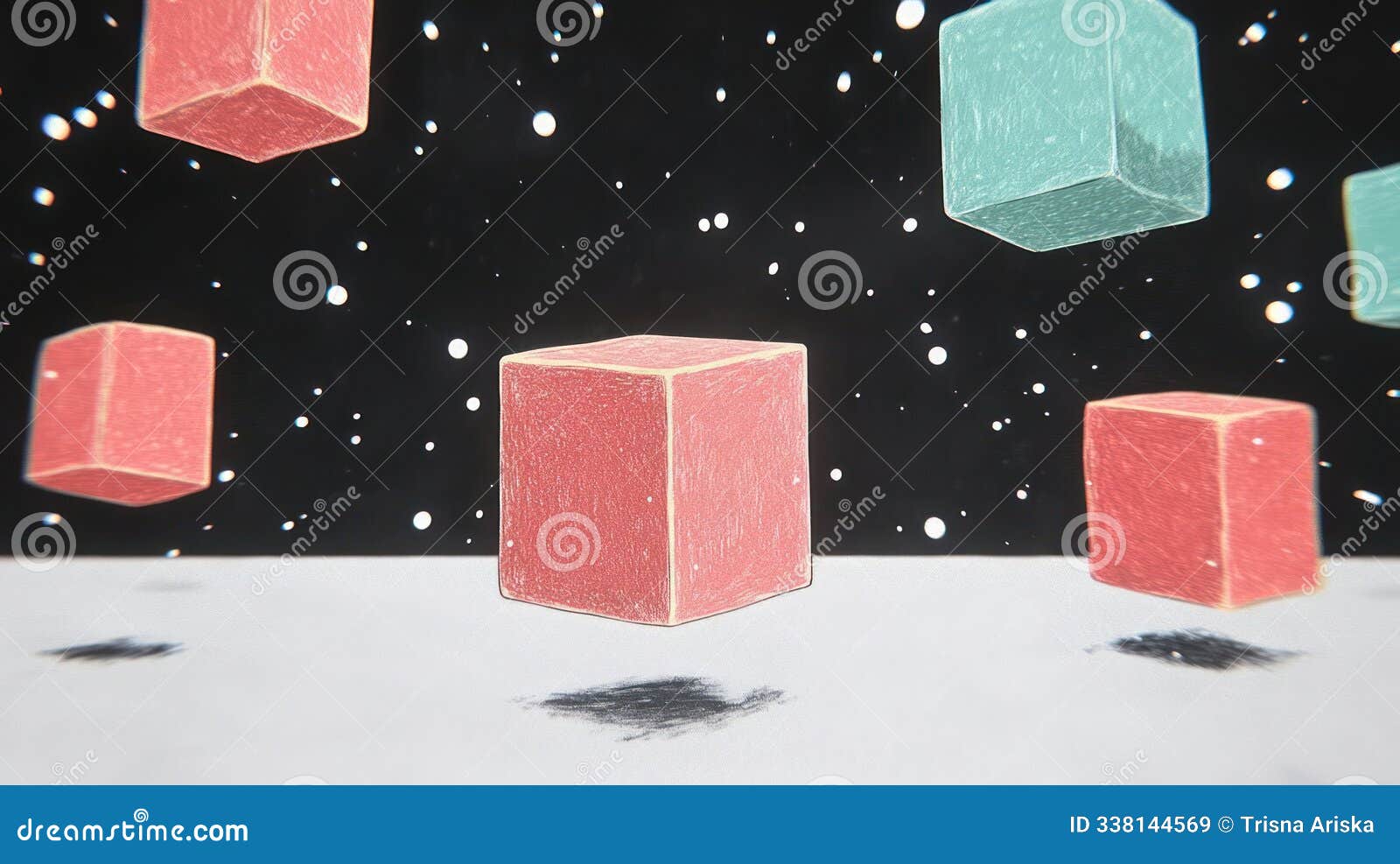Colorful Floating Cubes in a Cosmic Setting with a Starry Backdrop ...