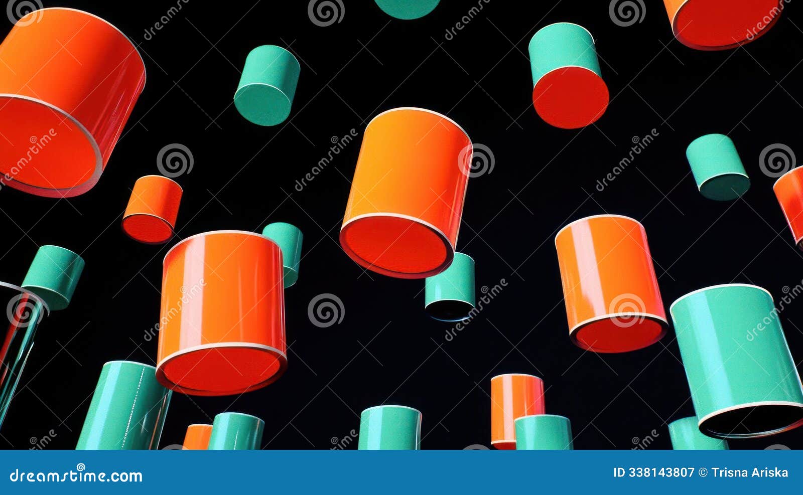Colorful Floating Cylindrical Shapes Create a Dynamic Visual ...