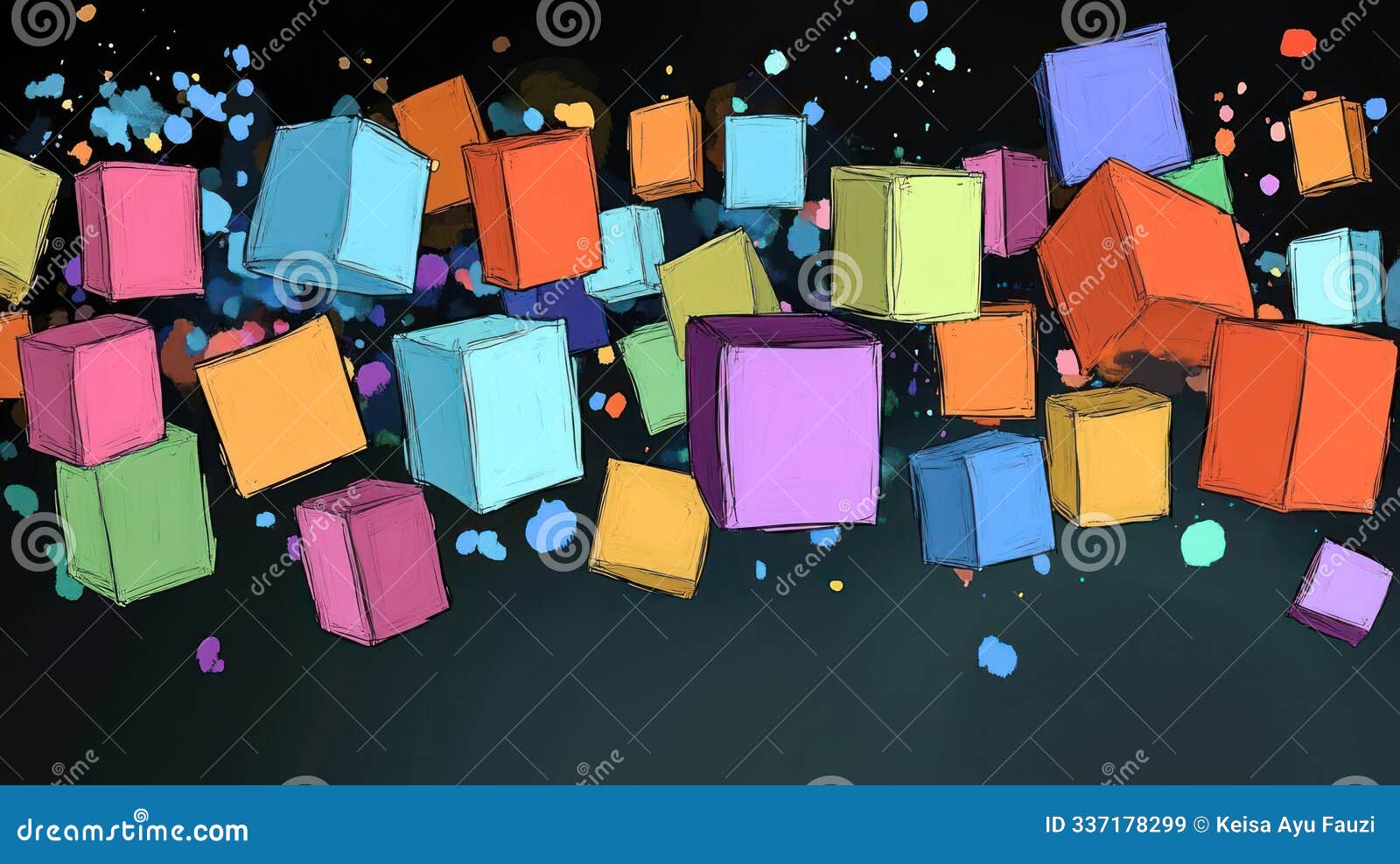 Colorful, Floating Geometric Shapes Create a Dynamic, Abstract Visual ...