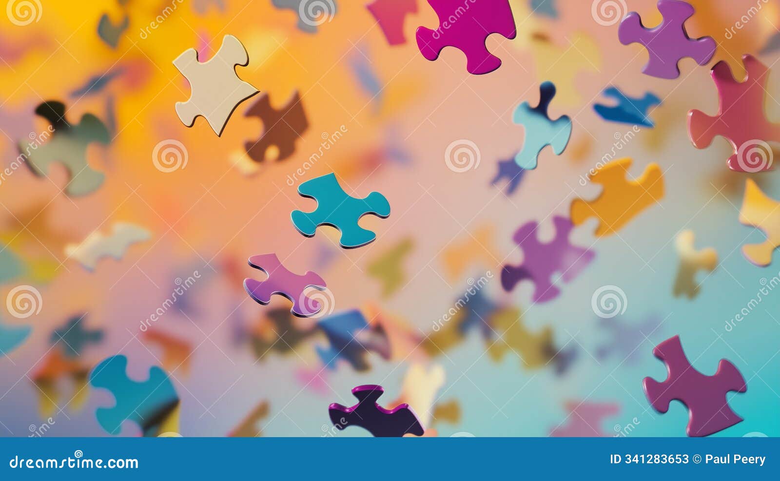 Colorful Floating Puzzle Pieces Against a Gradient Background ...
