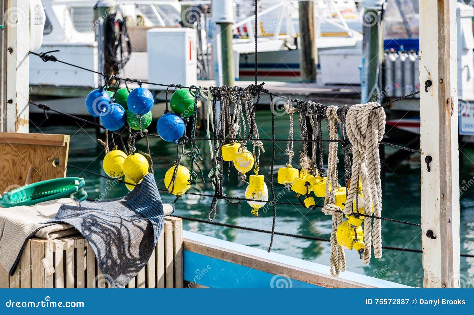Colorful Floats And Buoys Hanging From A Fence Royalty-Free Stock Photo ...