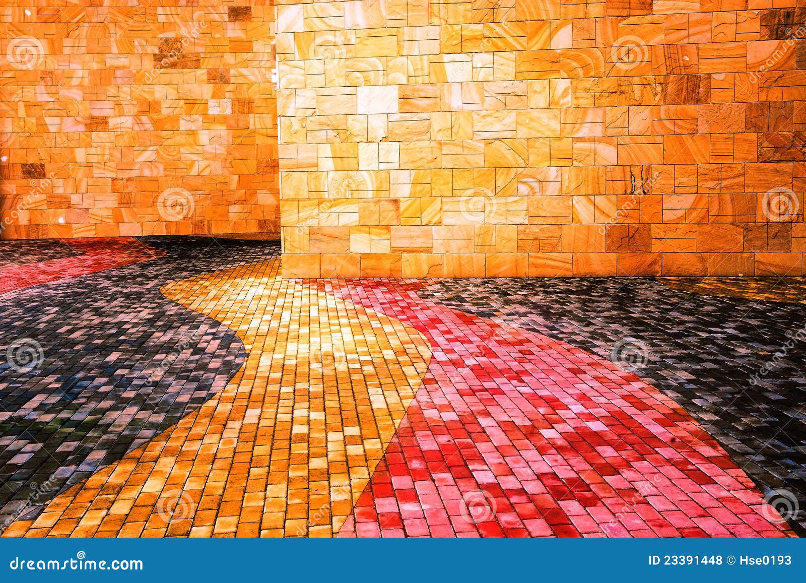 Colorful Floor and Classical Wall Stock Photo - Image of orange, wall ...