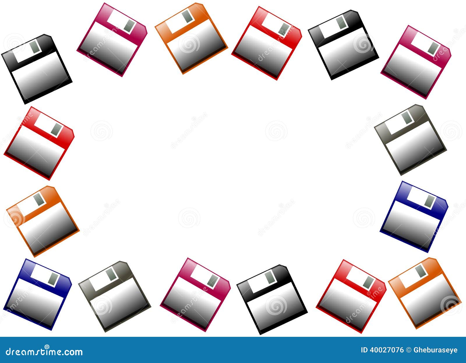 Colorful Floppy Disk Frame Isolated Stock Photo - Illustration of ...