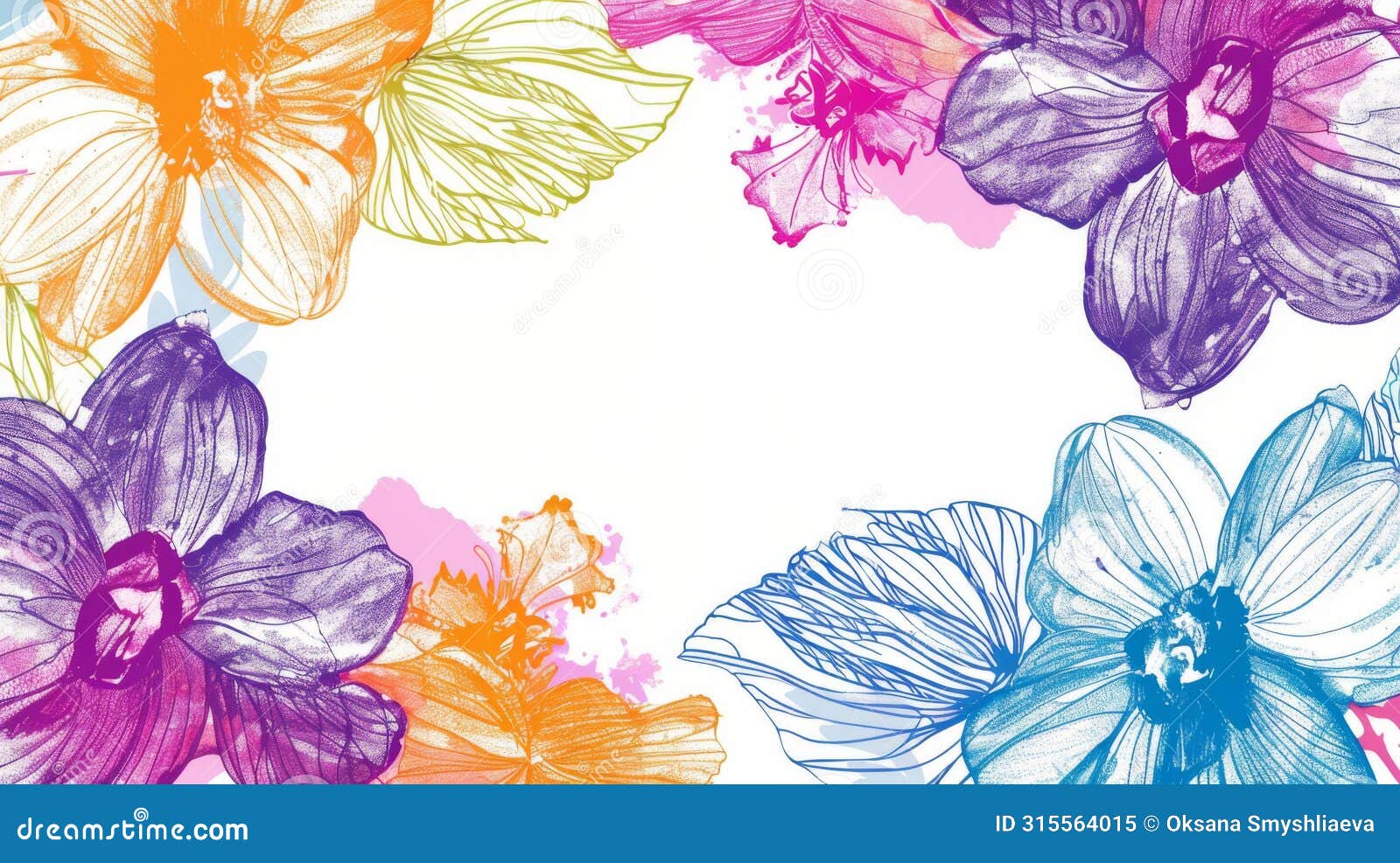 Colorful Floral Border Design with Space for Text Stock Image - Image ...