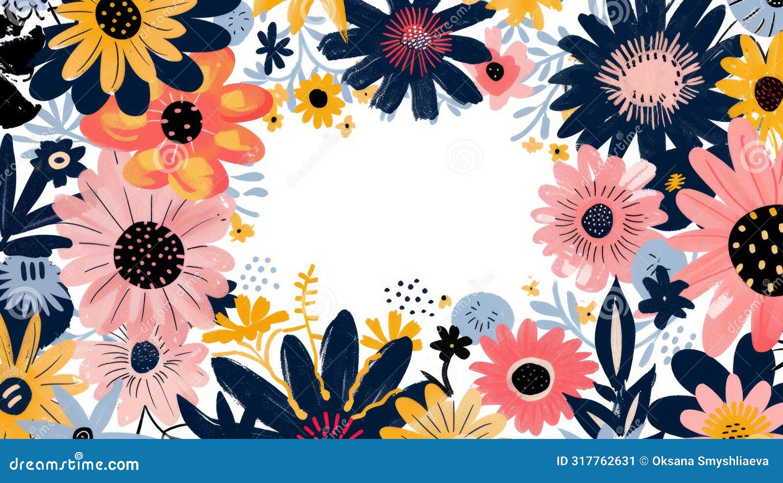 Colorful Floral Border Design with Space for Text Stock Image - Image ...