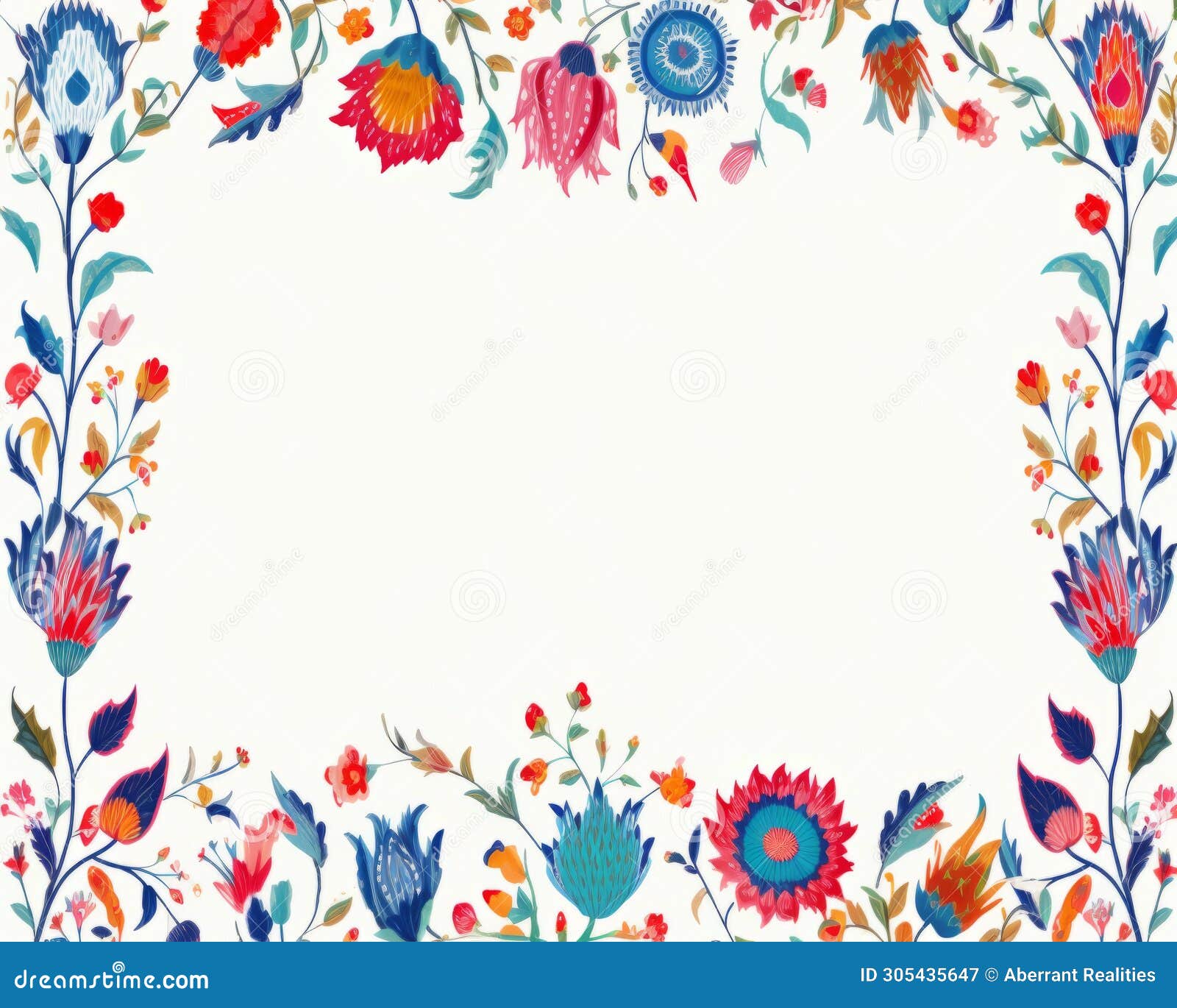 A Colorful Floral Border with an Empty Space for Your Text Stock ...