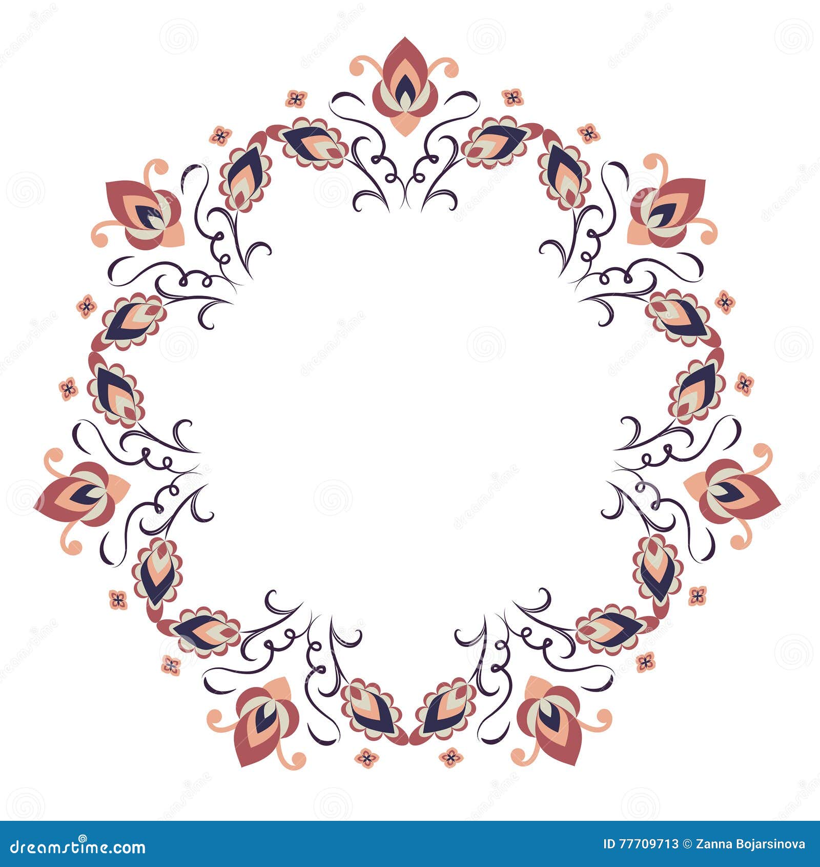 Colorful Floral Circle Frame Vector. Design Element Stock Vector ...