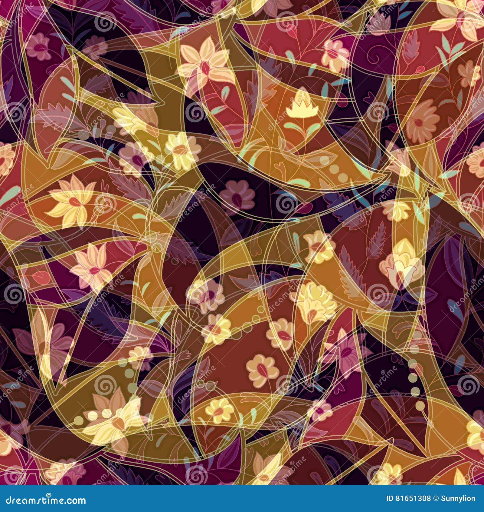 Colorful Floral Decorative Pattern. Seamless Background Stock Vector ...