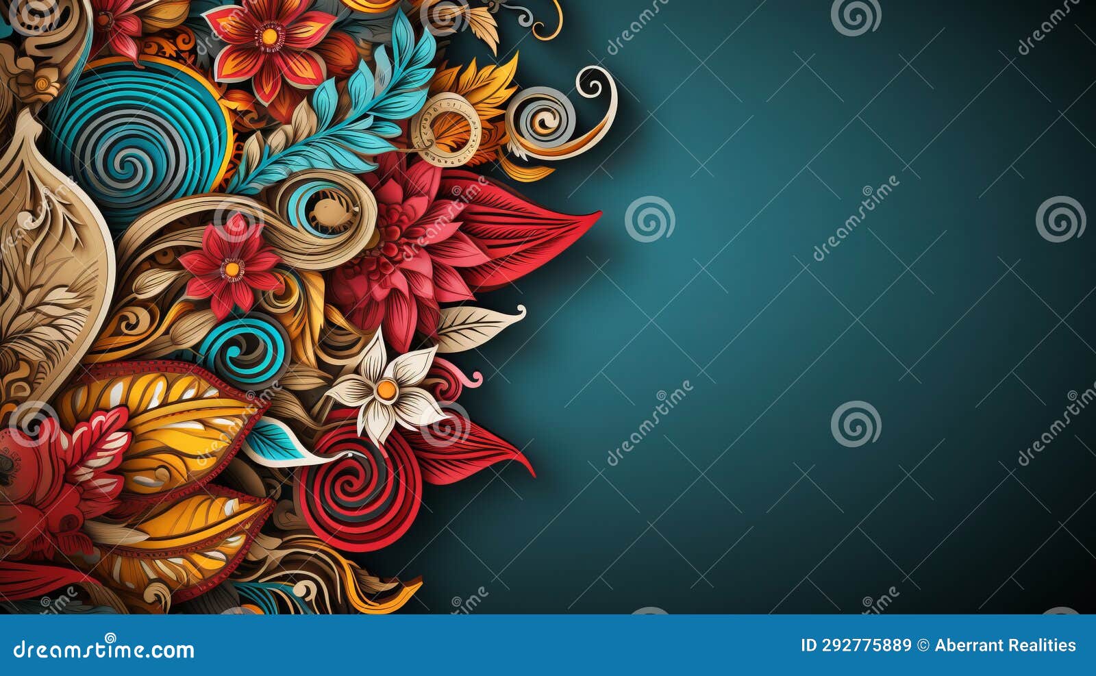 Colorful Floral Design on a Black Background Stock Illustration ...