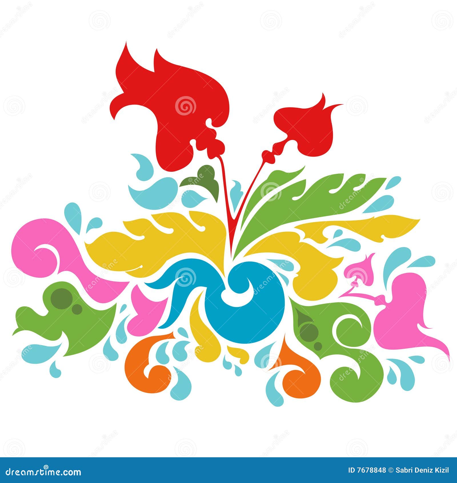 Colorful Floral Design Vector Stock Vector - Illustration of decorative ...