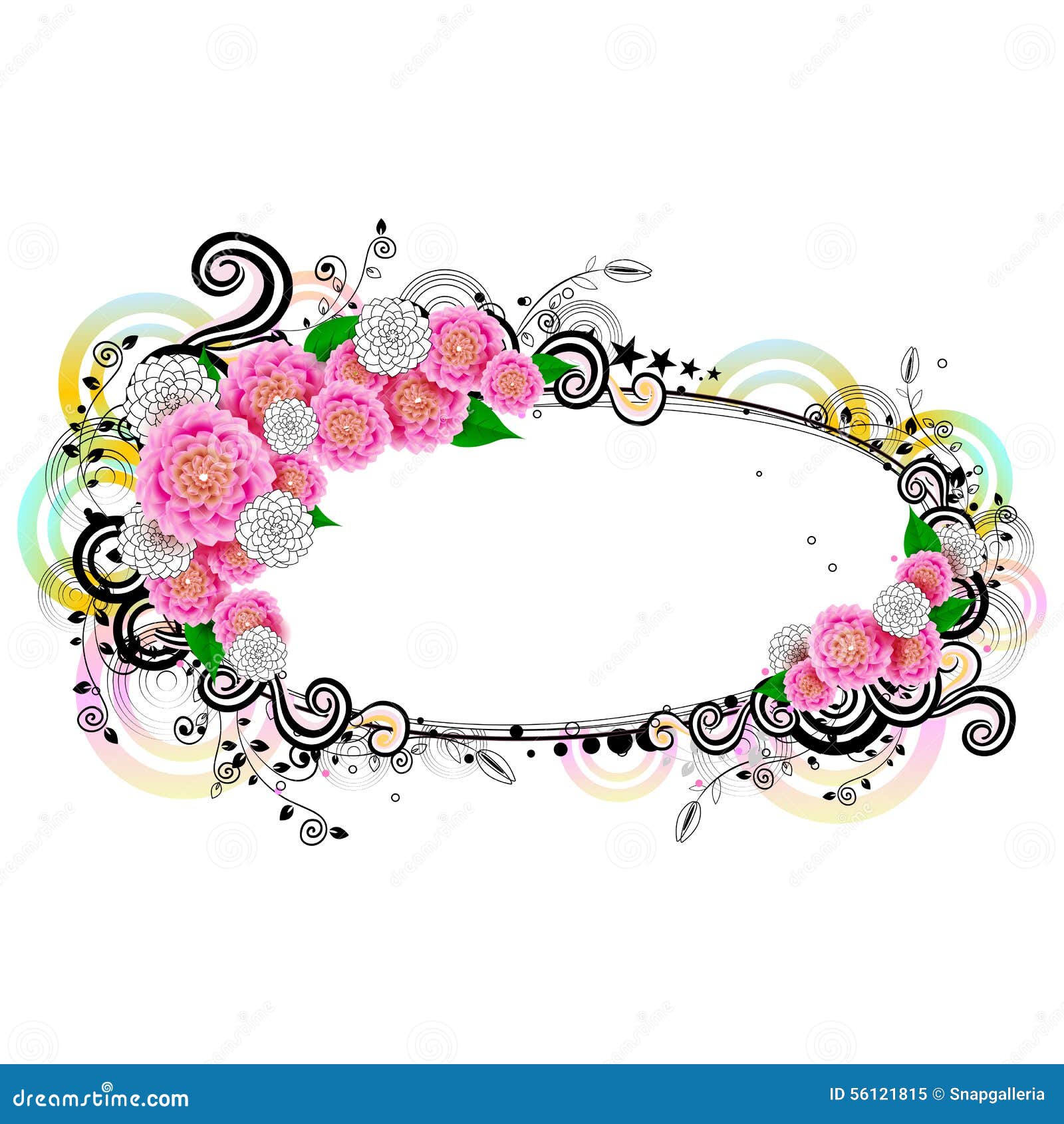 Colorful floral frame stock vector. Illustration of delicate - 56121815
