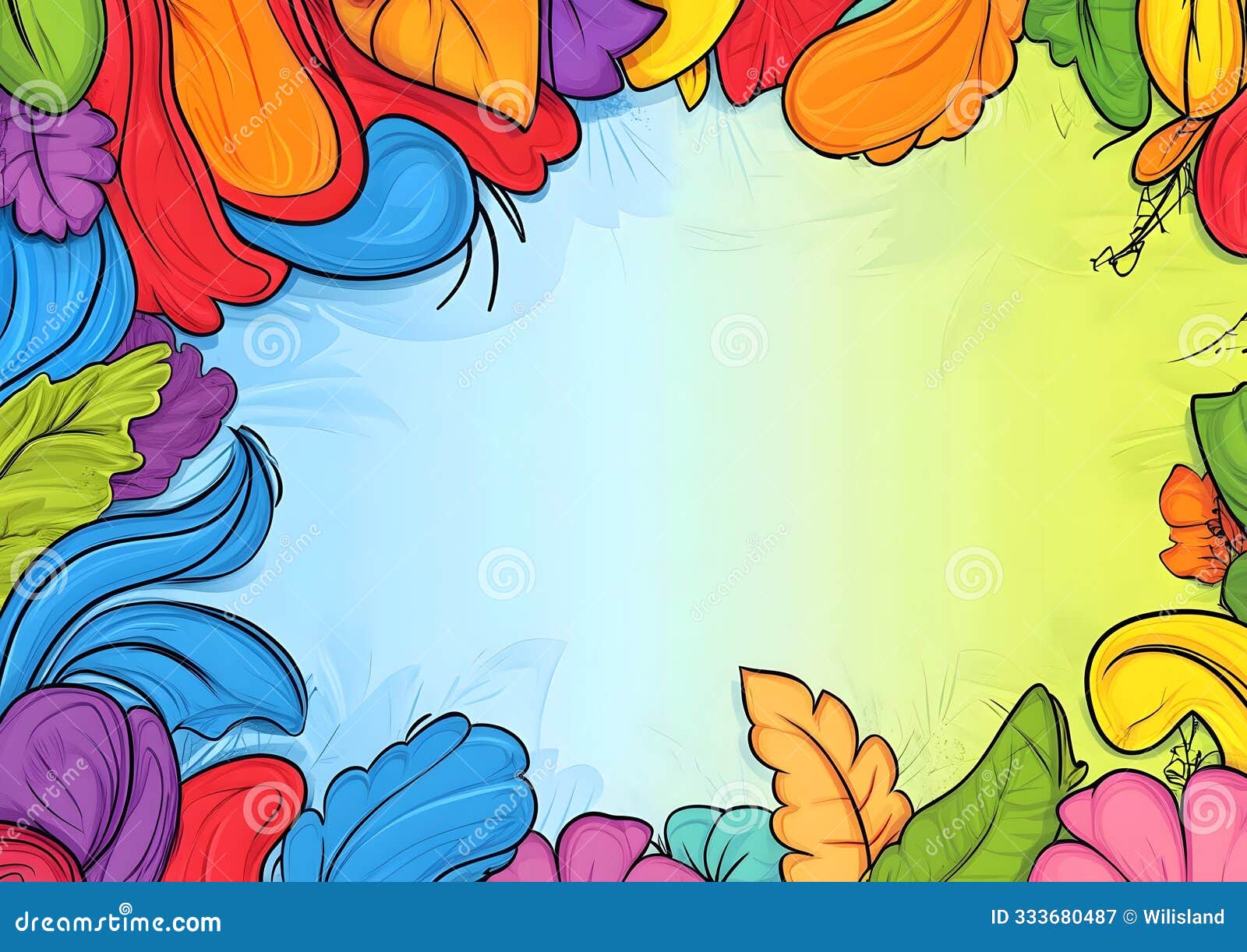 Colorful Floral Frame with Gradient Background. Template for Quotes ...