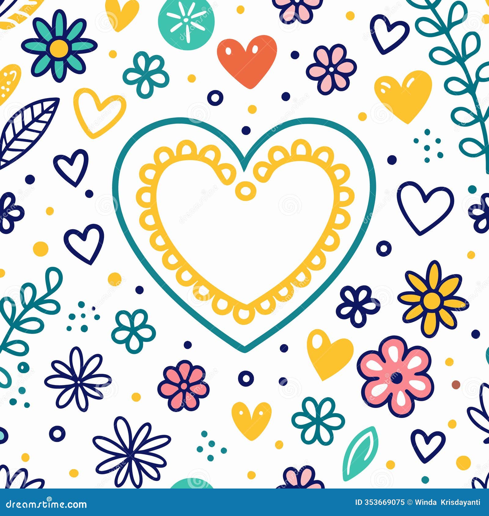 Colorful Floral Heart Pattern Background. (2 Stock Vector ...
